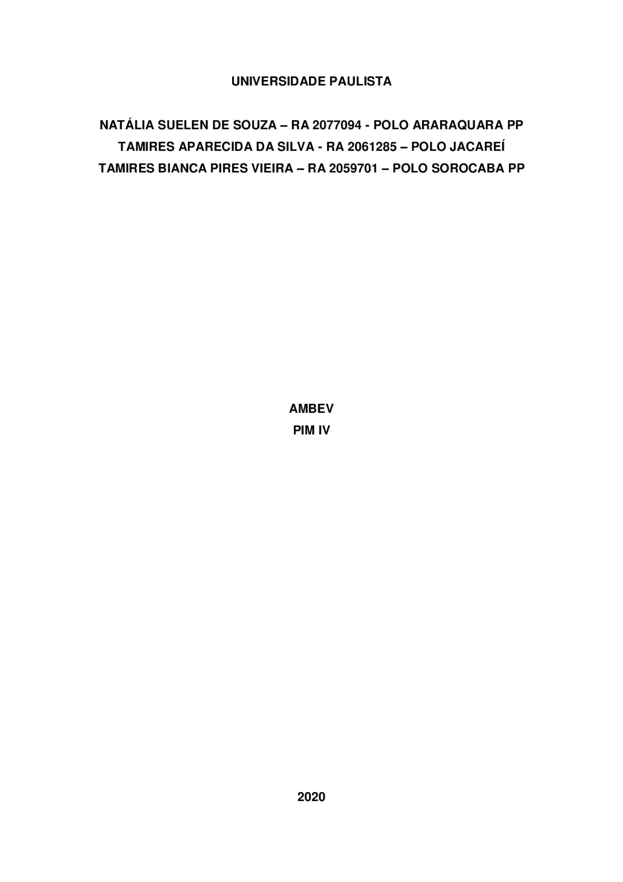 Projeto Integrado Multidisciplinar Iv Docsity