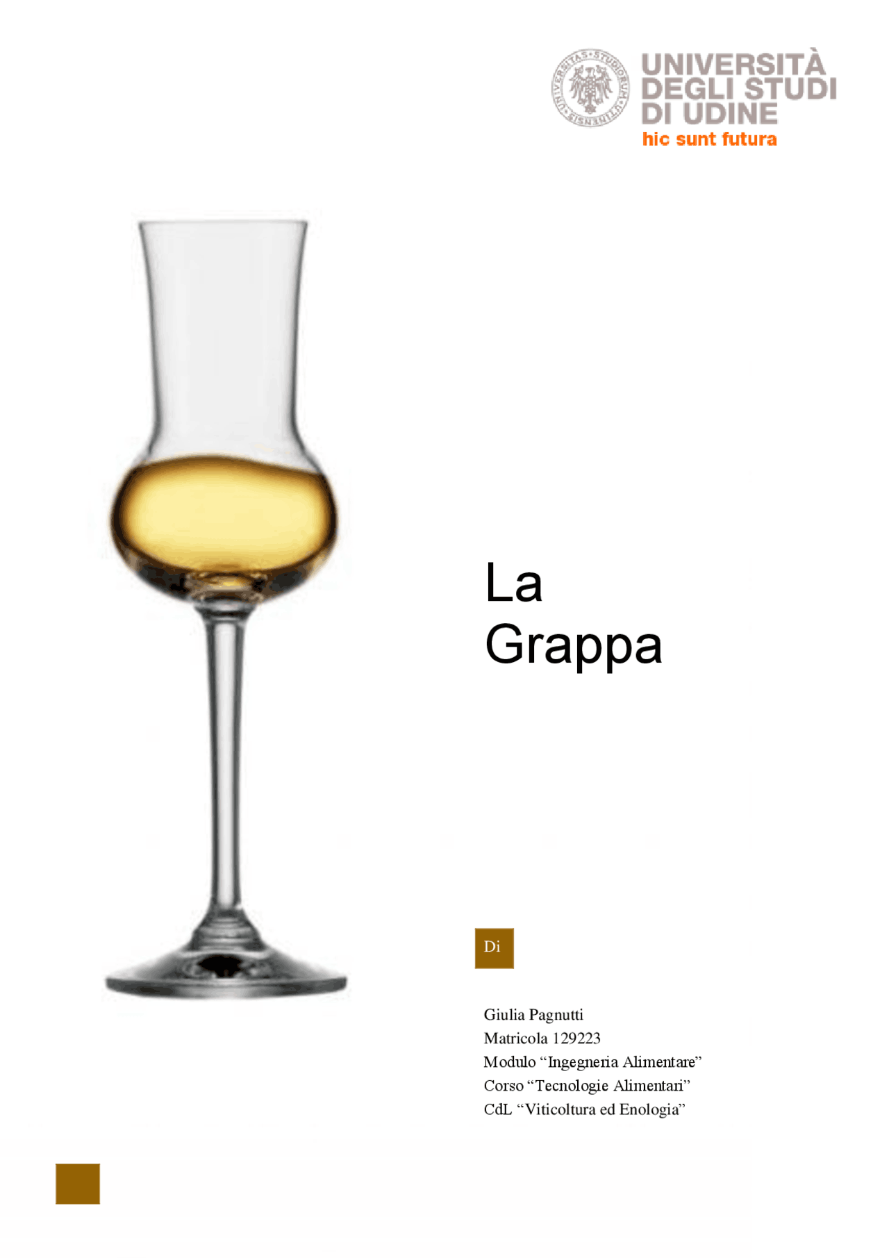 La Grappa, caratteristiche, mercato, produzione e degustazione - Docsity