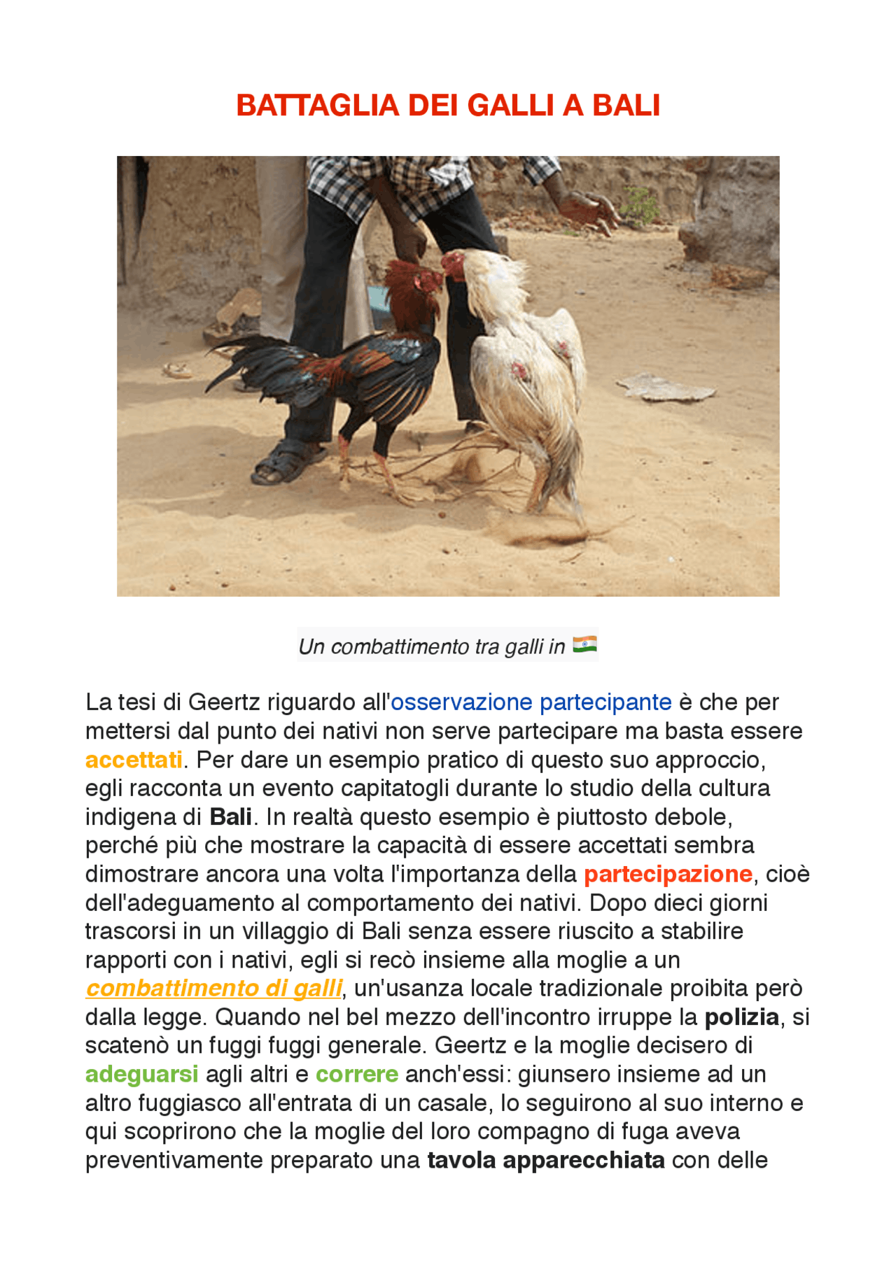 Riassunto Battaglia Dei Galli Di Clifford Geertz Docsity