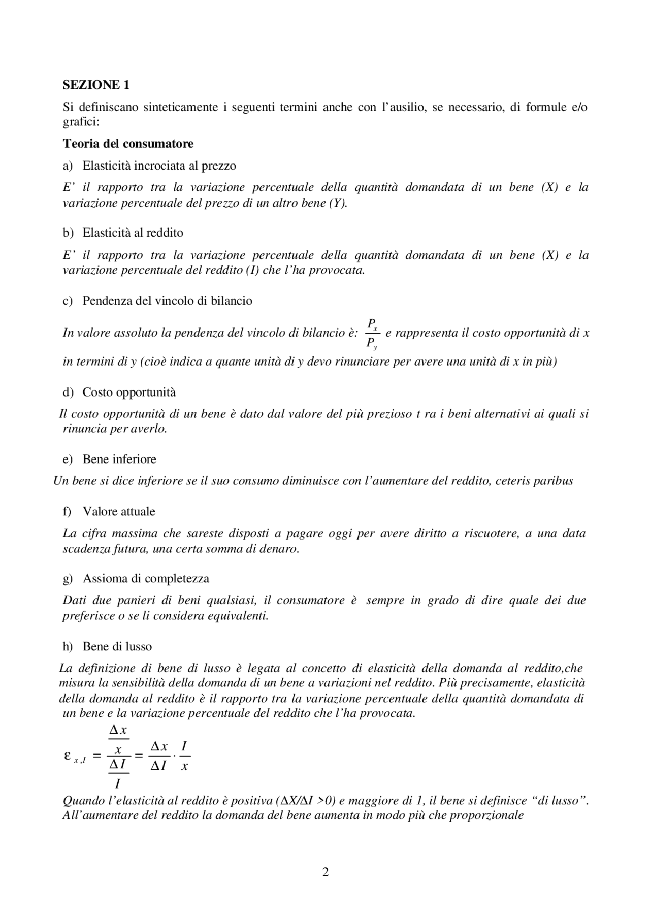 Microeconomia Prove Soluzione Docsity