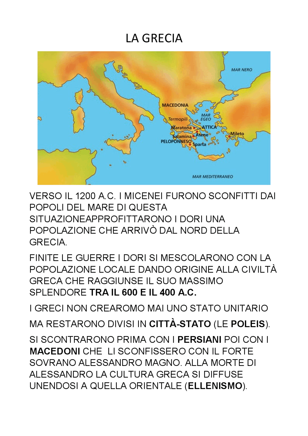 Storia greca introduzione - Docsity