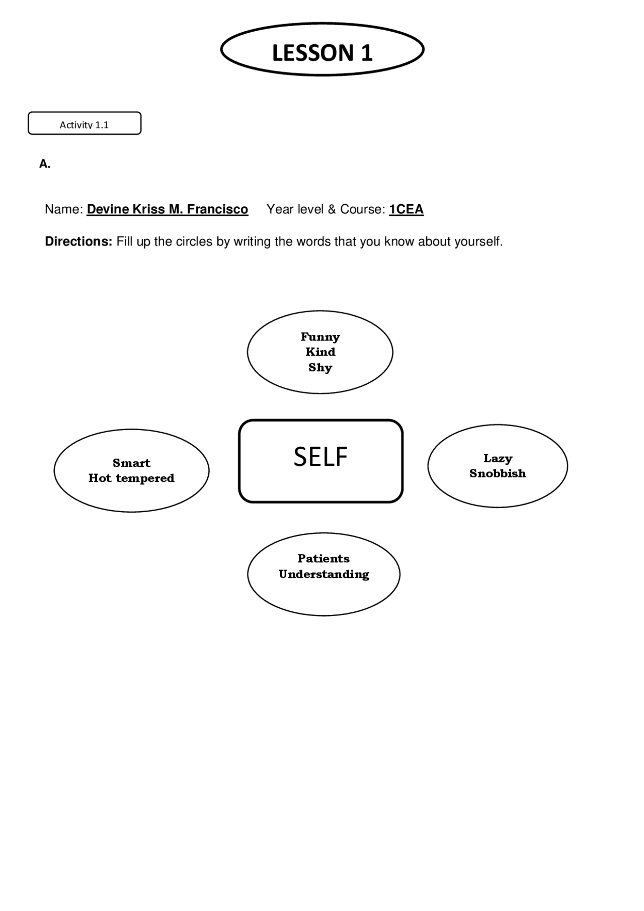Lesson 1 Activities Doc Docsity