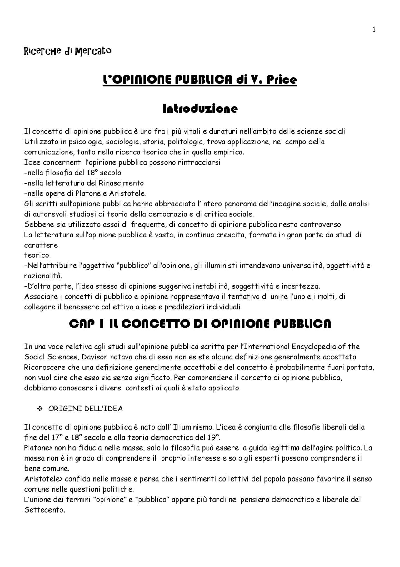 Opinione Pubblica Riassunto Docsity