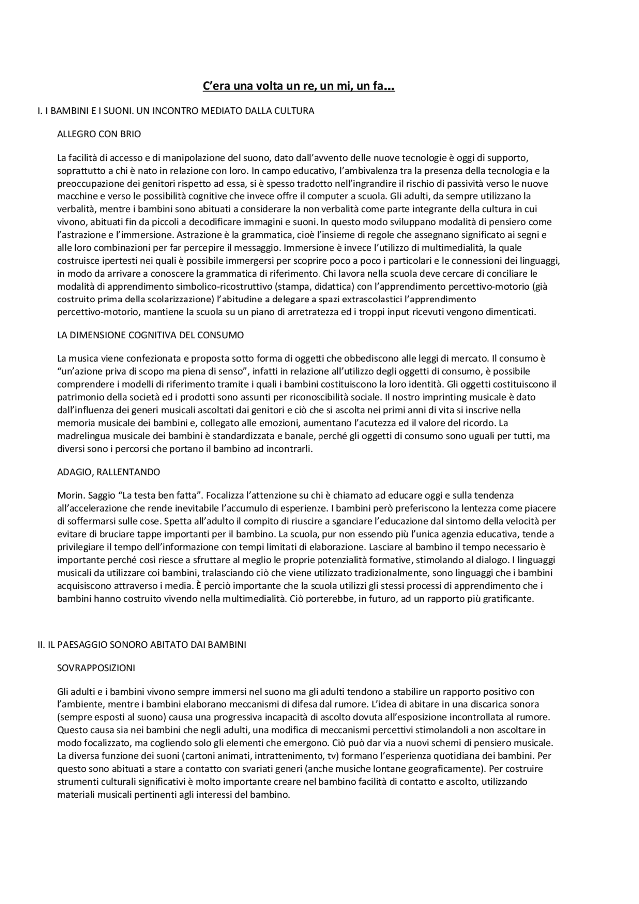 C'era una volta un re, un mi, un fa | Sintesi del corso di Storia Della ...
