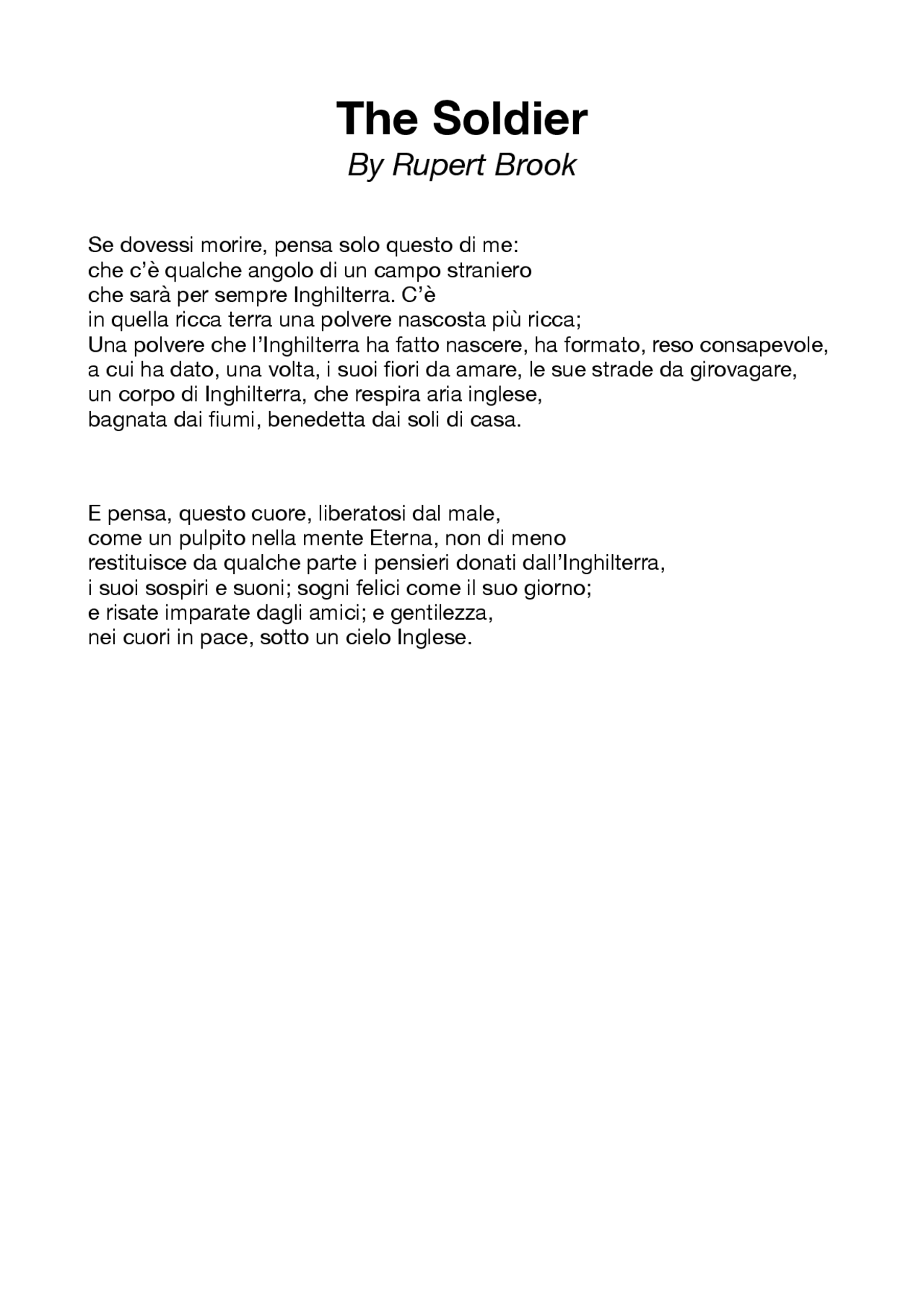 The Soldier by Rupert Brooke - Docsity