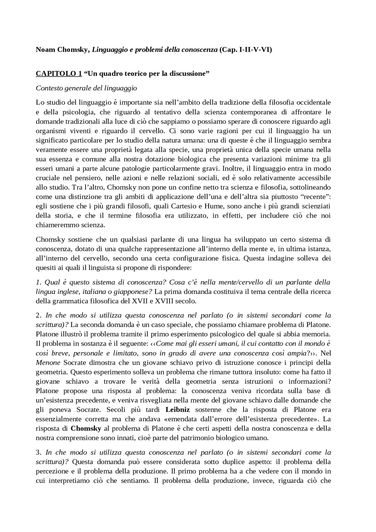 Linguaggio E Problemi Della Conoscenza Docsity