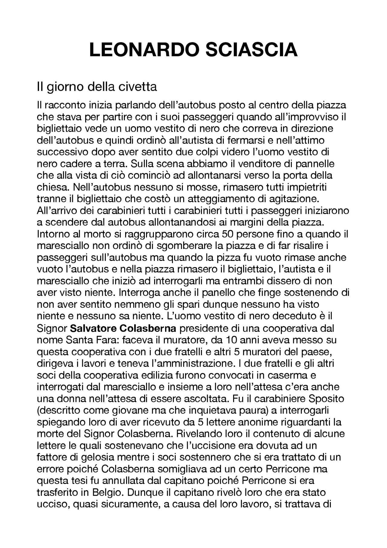 Il giorno della civetta - Leonardo Sciascia | Sintesi del corso di ...