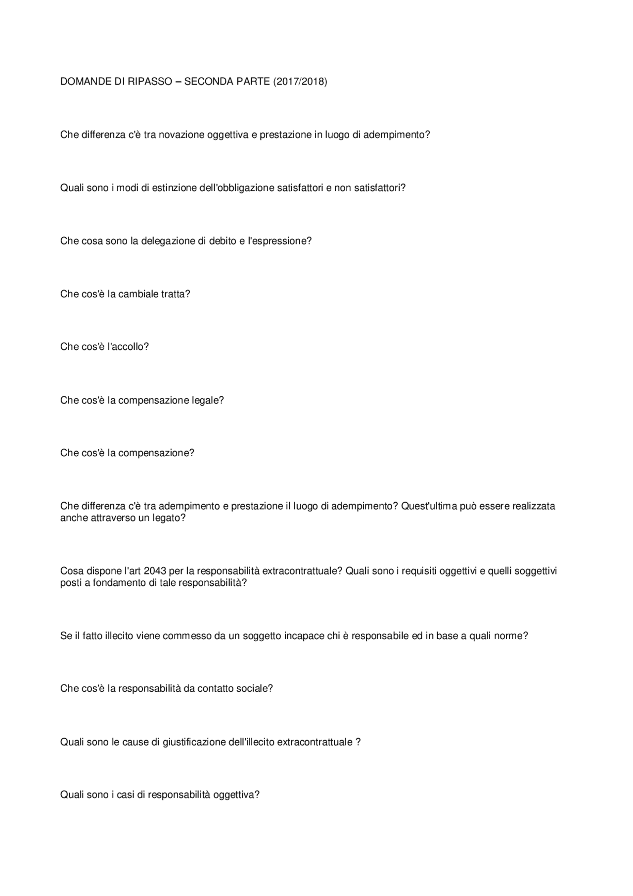 Domande Ripasso Privato - Docsity