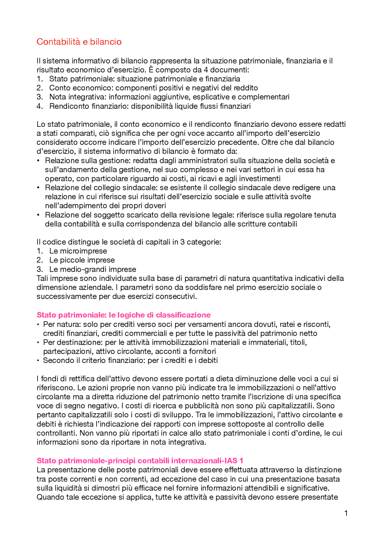 Contabilità e bilancio - Docsity