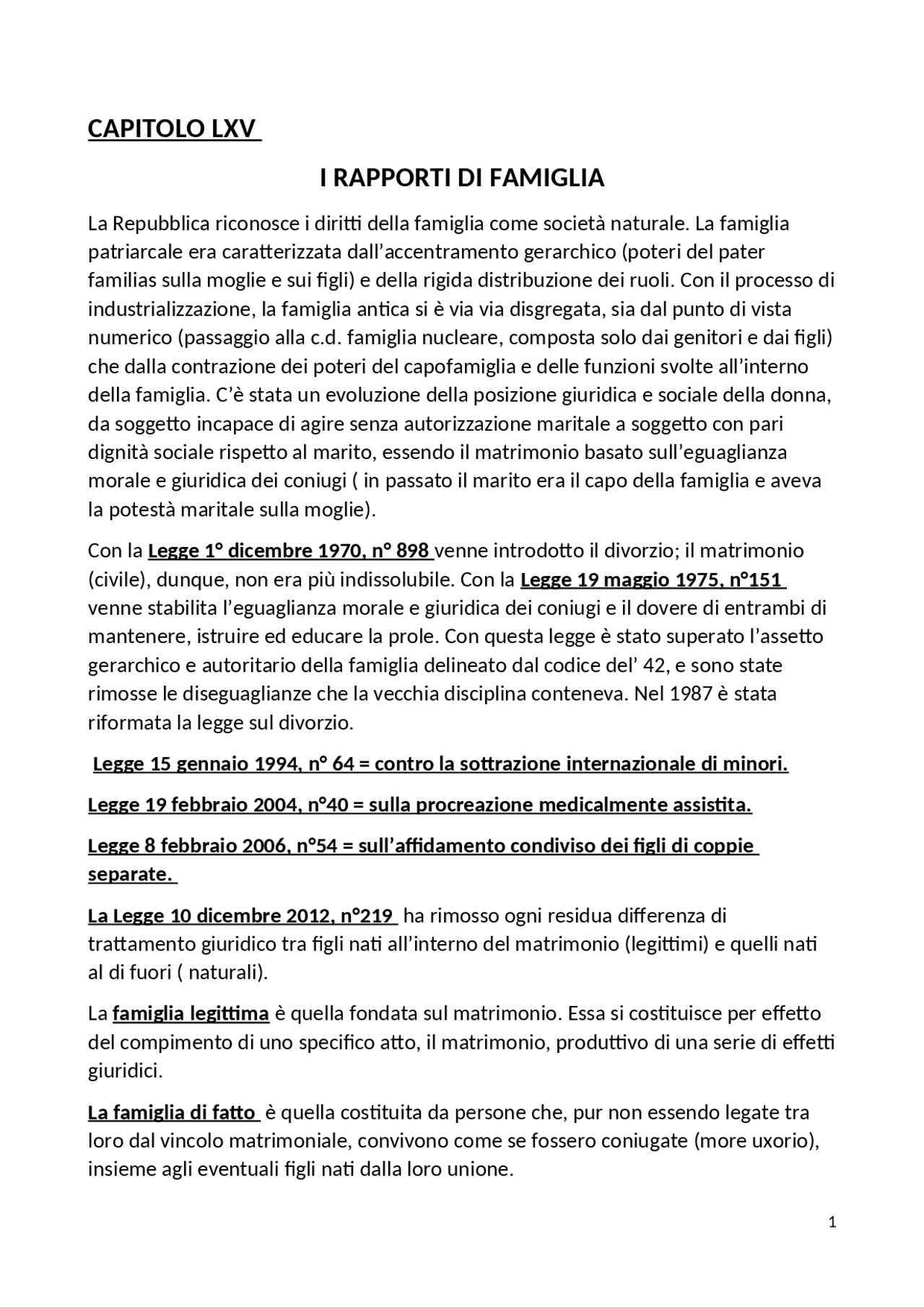 Rapporti Di Famiglia Docsity