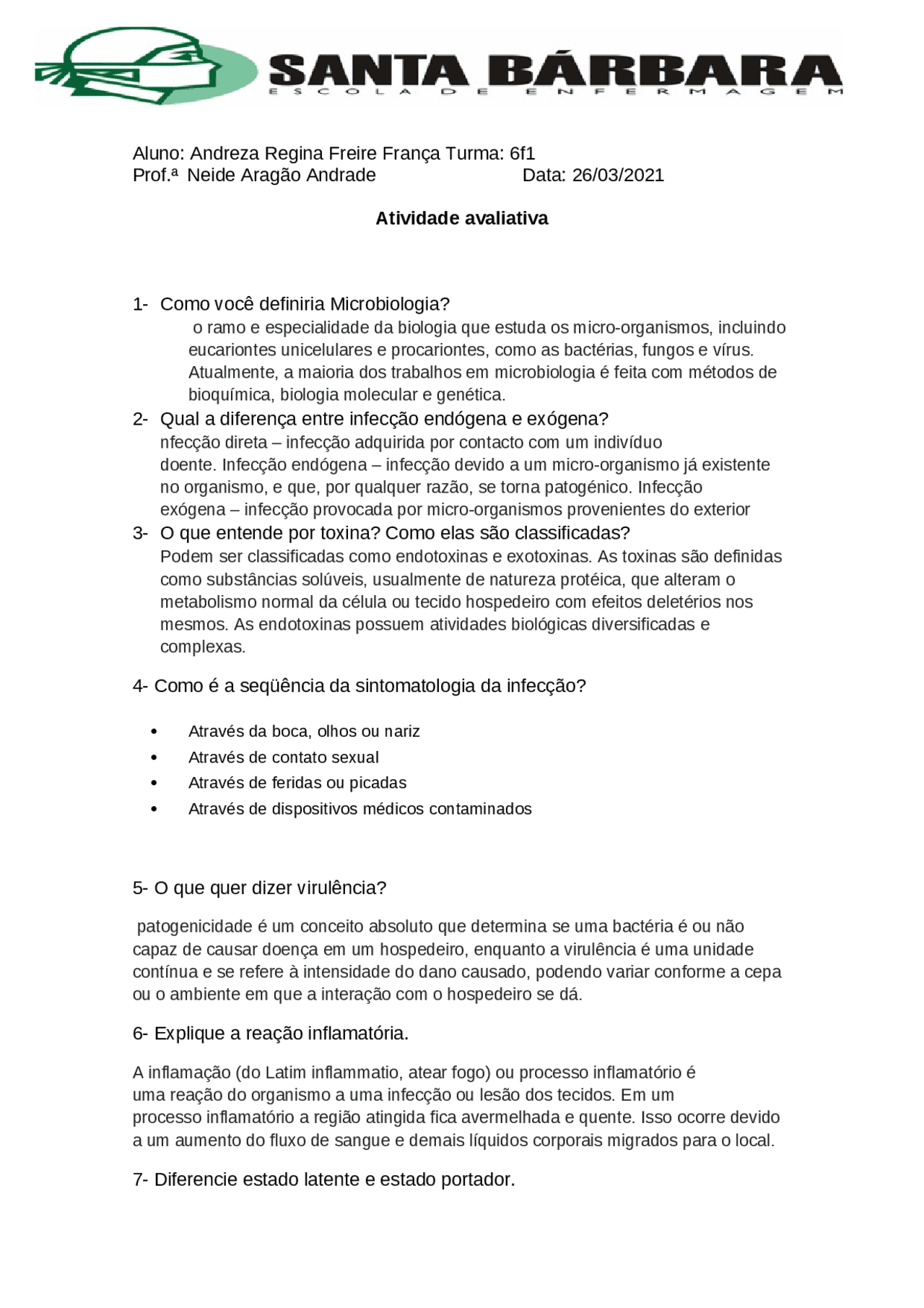Atividade De Microbiologia Docsity