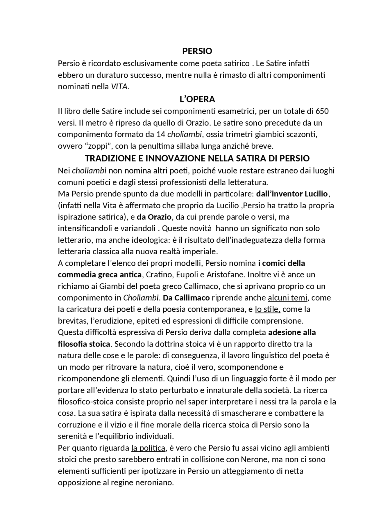 Descrizione Poetica Di Persio Docsity