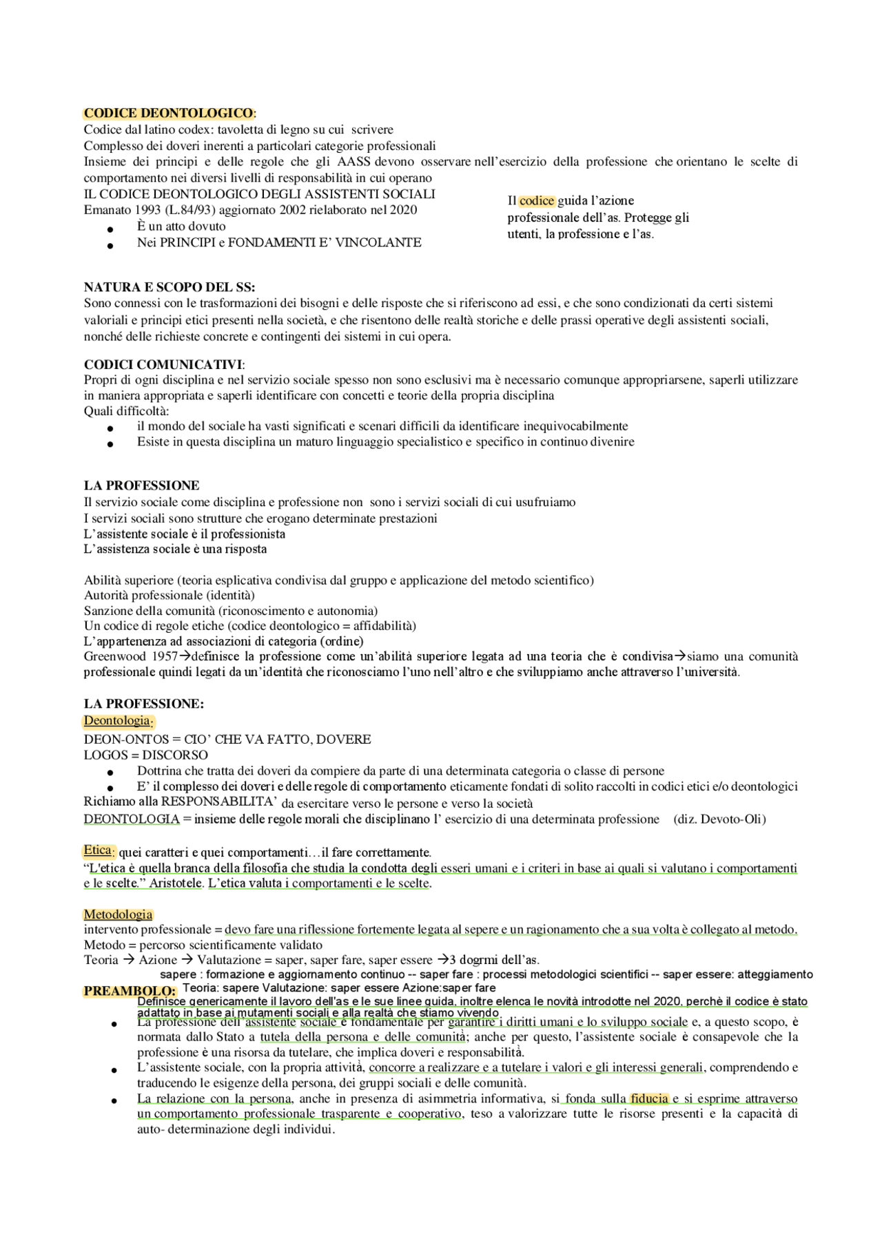 Il Codice Deontologico Del Servizio Sociale Docsity