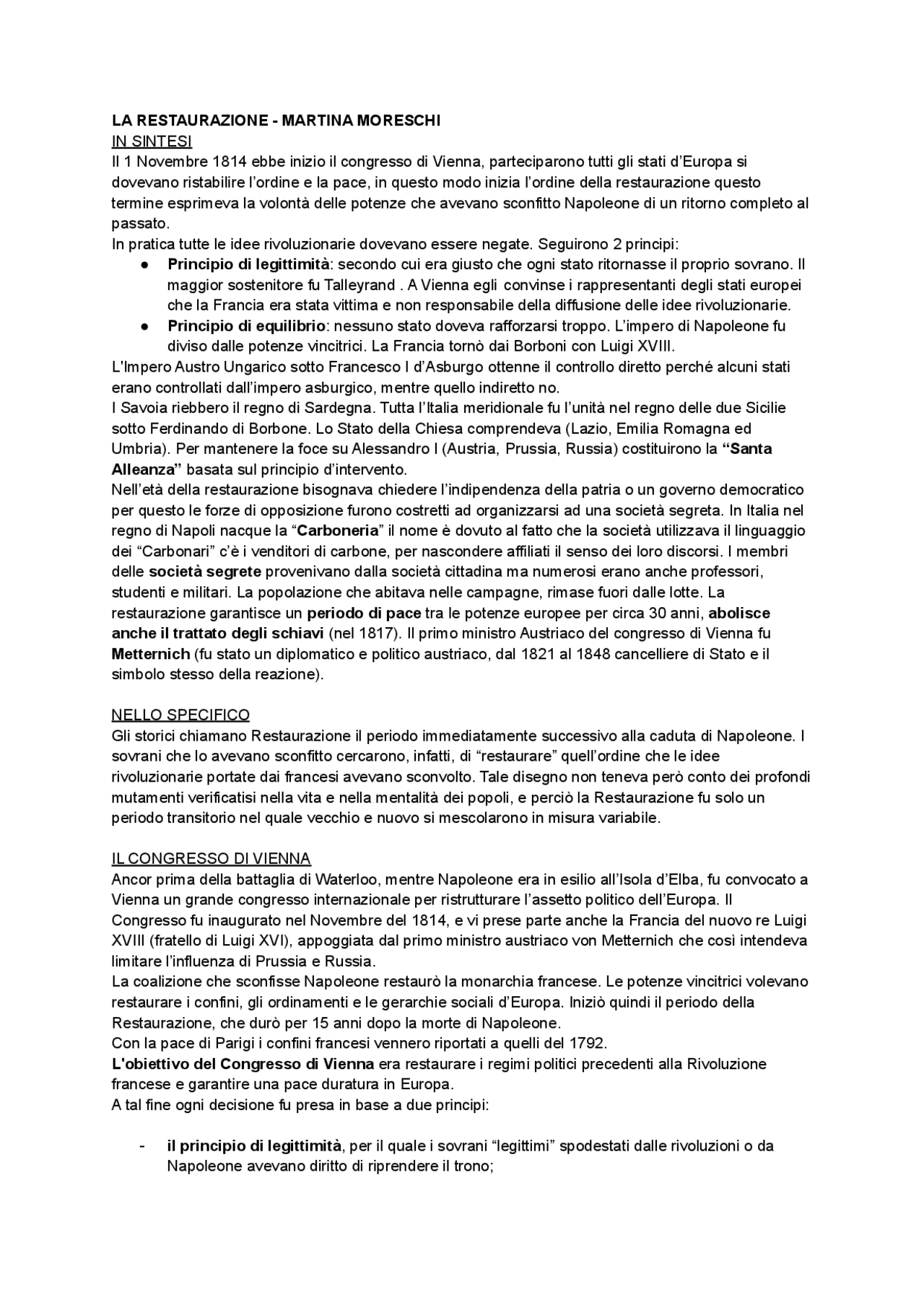 La restaurazione nell’antichità - Docsity