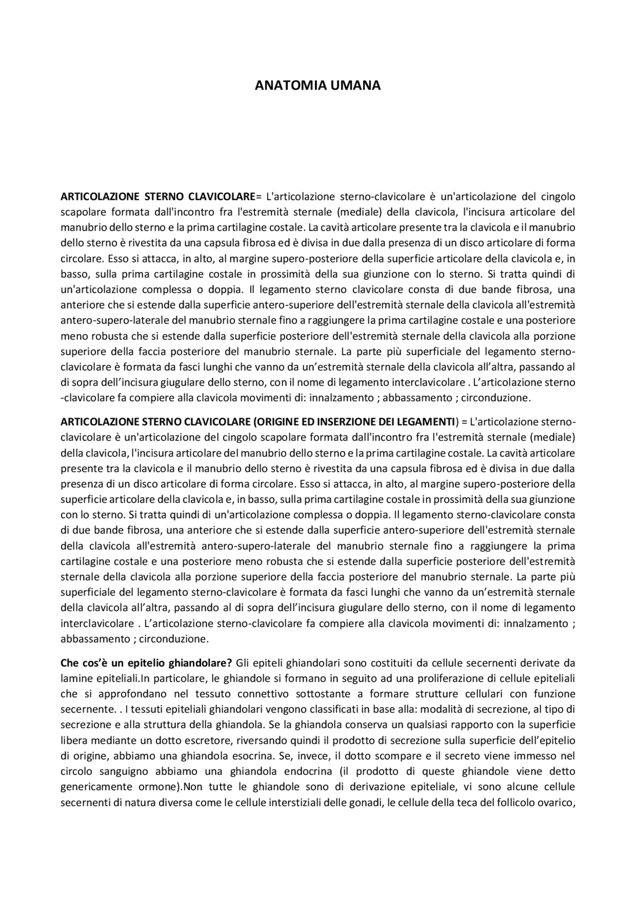 Domande Aperte Anatomia Umana In Ordine Alfabetico Docsity