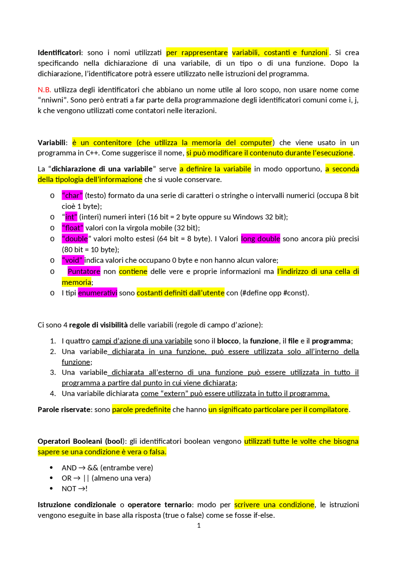 Linguaggio C Docsity