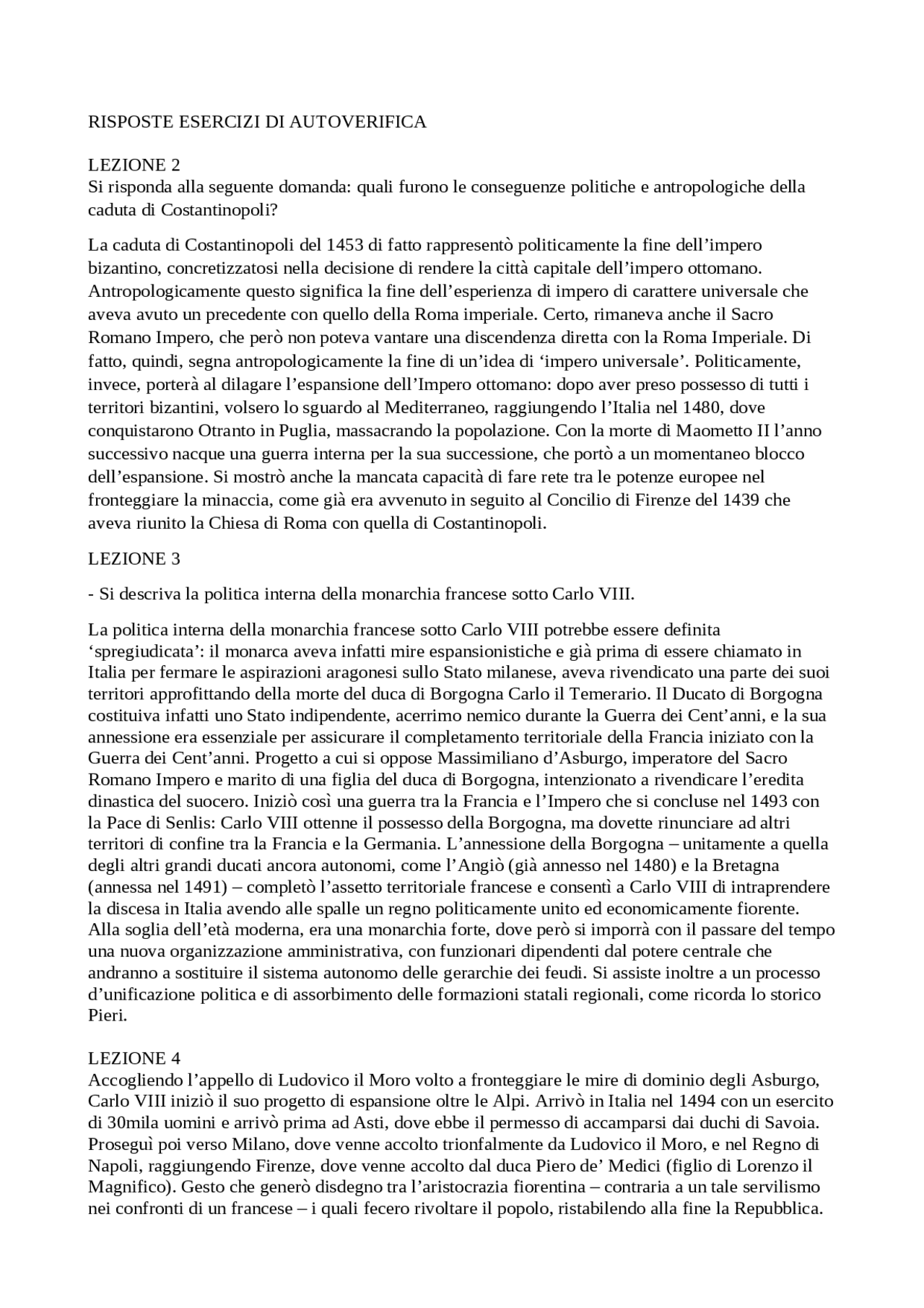 Risposte Aperte Esame Storia Moderna Docsity