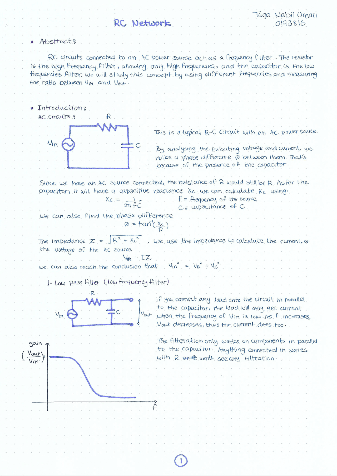 Rc Network Lab Report Docsity