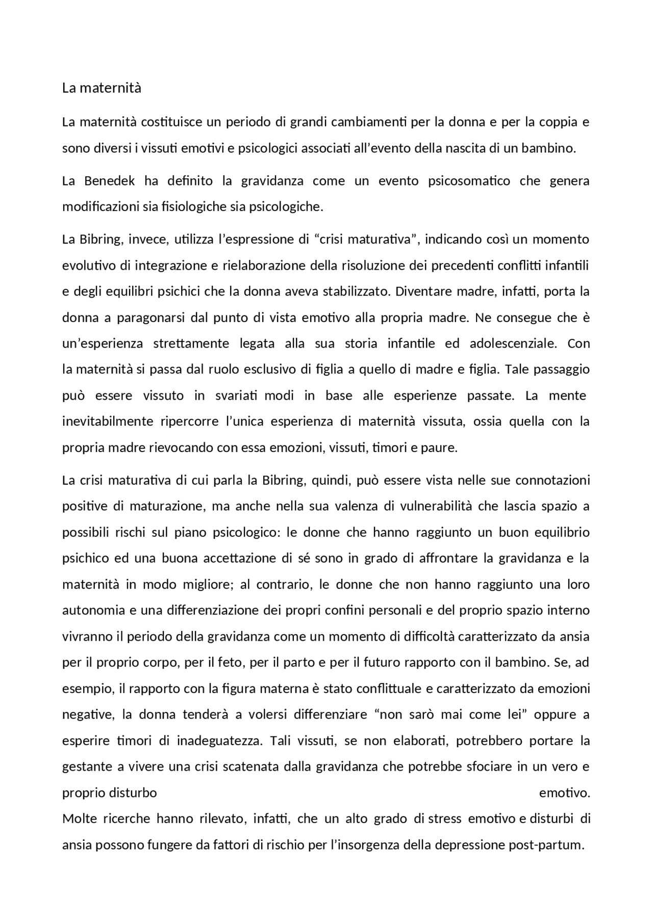 La Maternità I Cambiamenti E Le Difficoltà Durante La Maternità Docsity