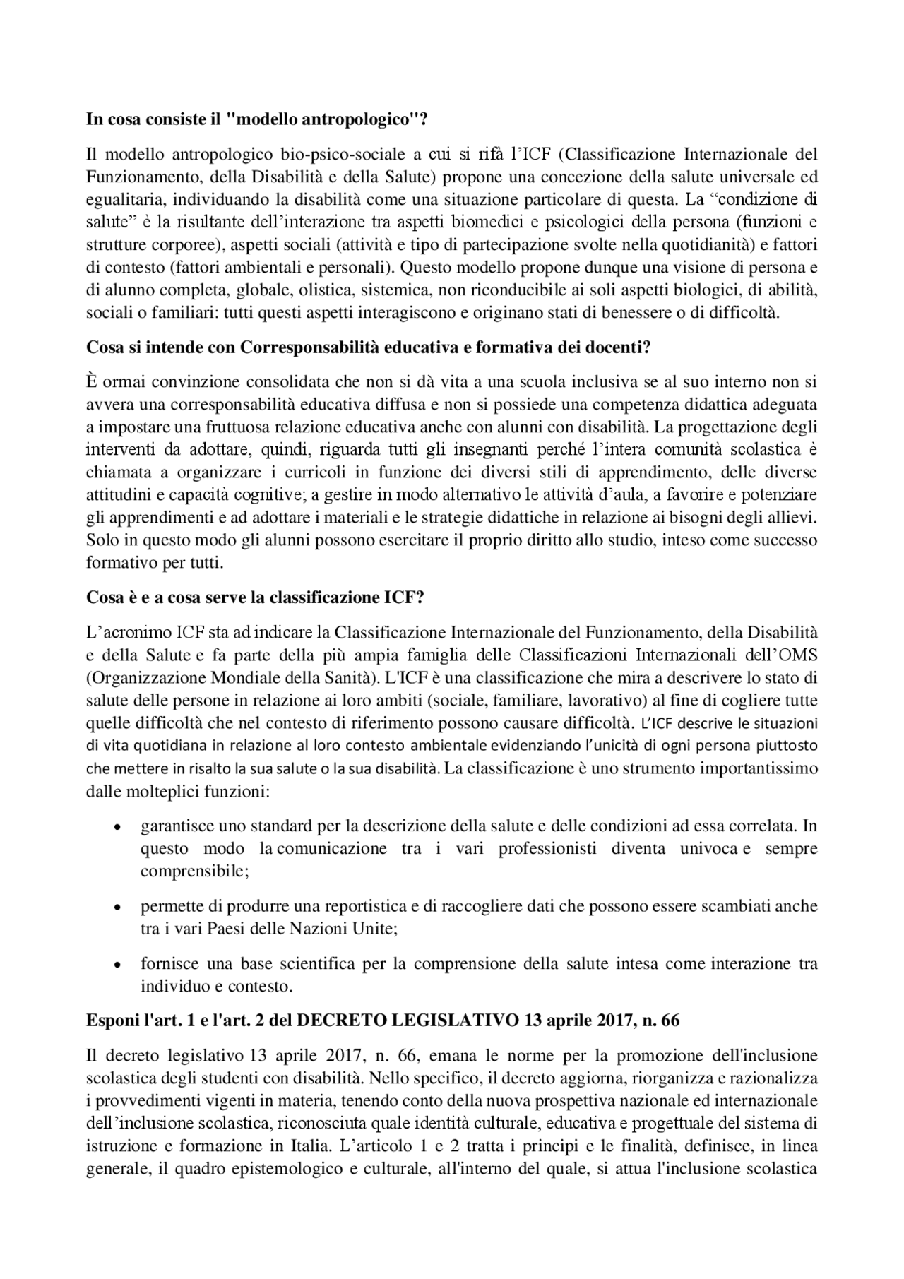 Risposte Domande Pedagogia Aperte Docsity