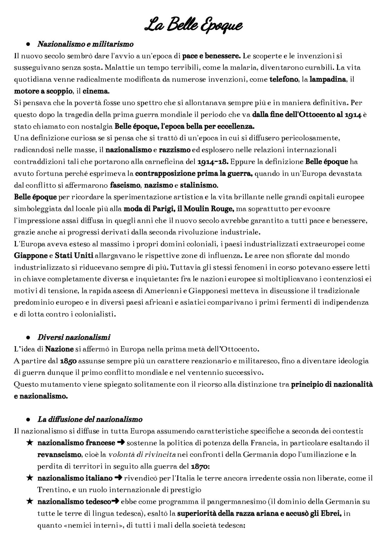 La Belle Epoque - Docsity