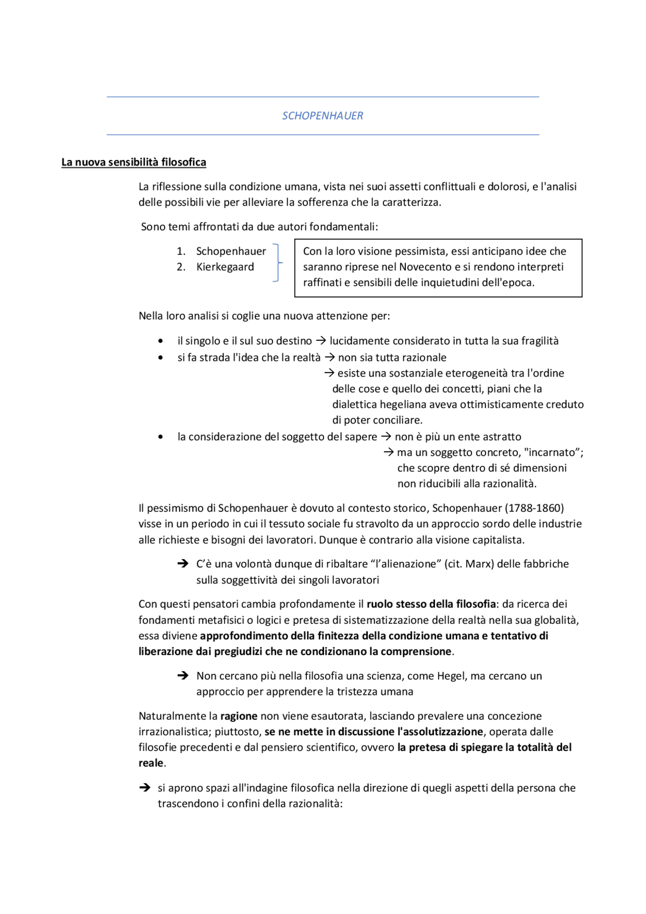 Il Filosofo Schopenhauer Docsity