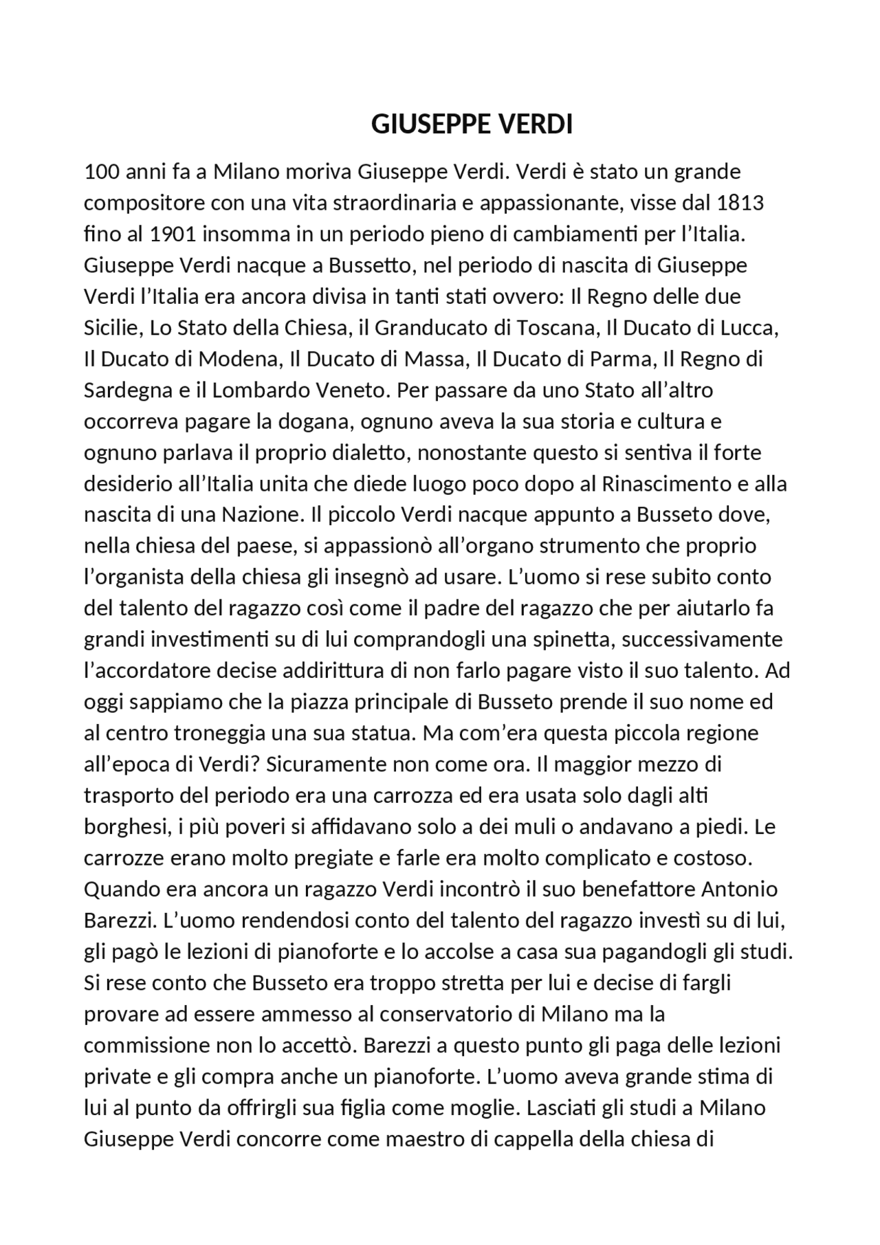 Giuseppe Verdi Appunti Docsity