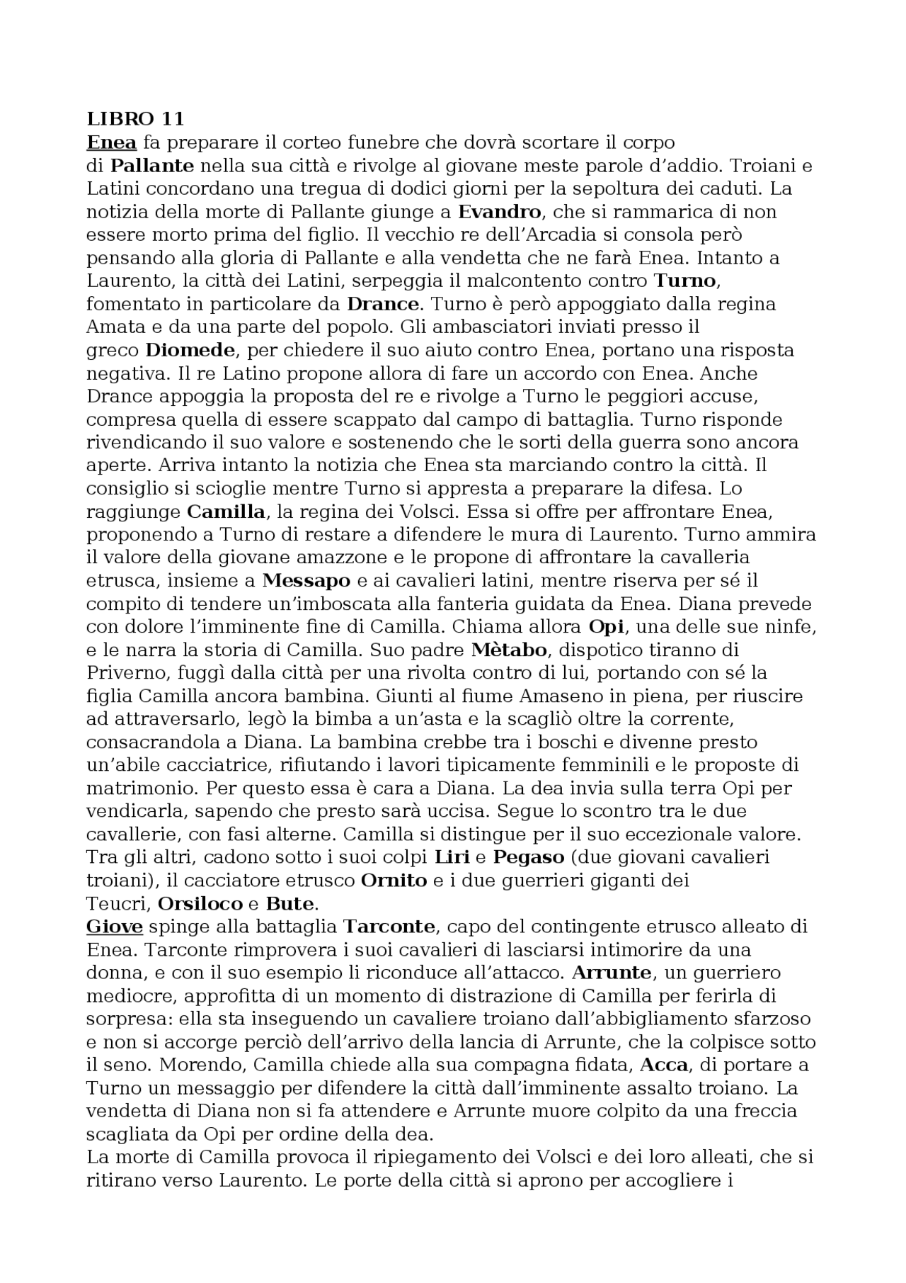 Libro undicesimo e dodicesimo dell'Eneide - Docsity