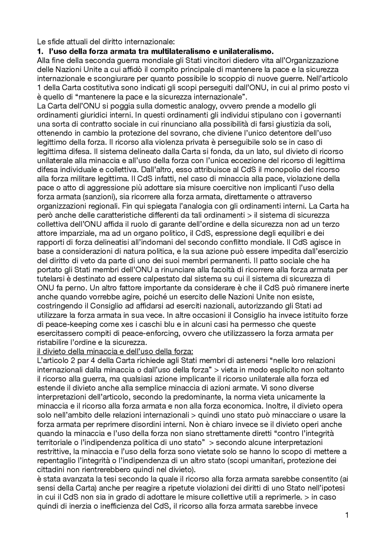 Le Sfide Attuali Del Diritto Internazionale Riassunto Galantini Docsity