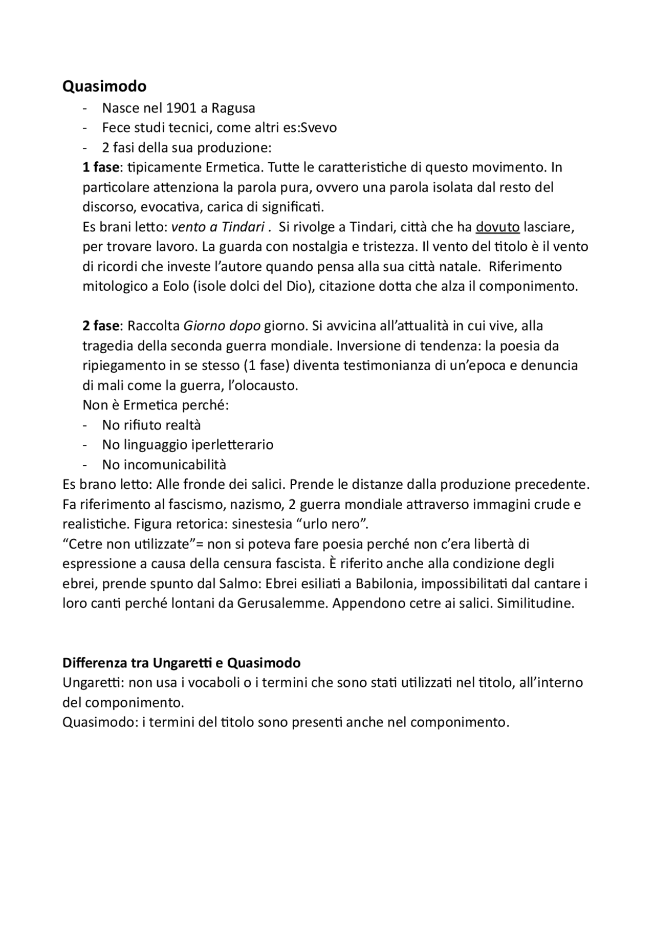 Quasimodo Appunti Docsity