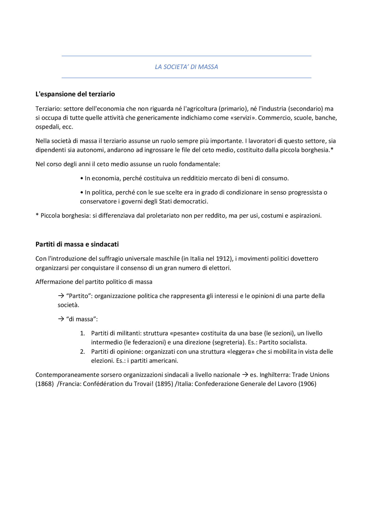 La Societa Di Massa Docsity