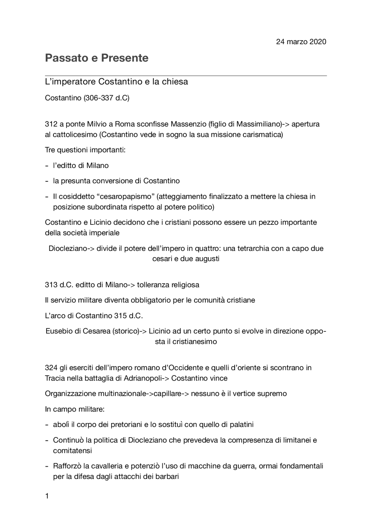 Schema Sullimperatore Costantino Docsity