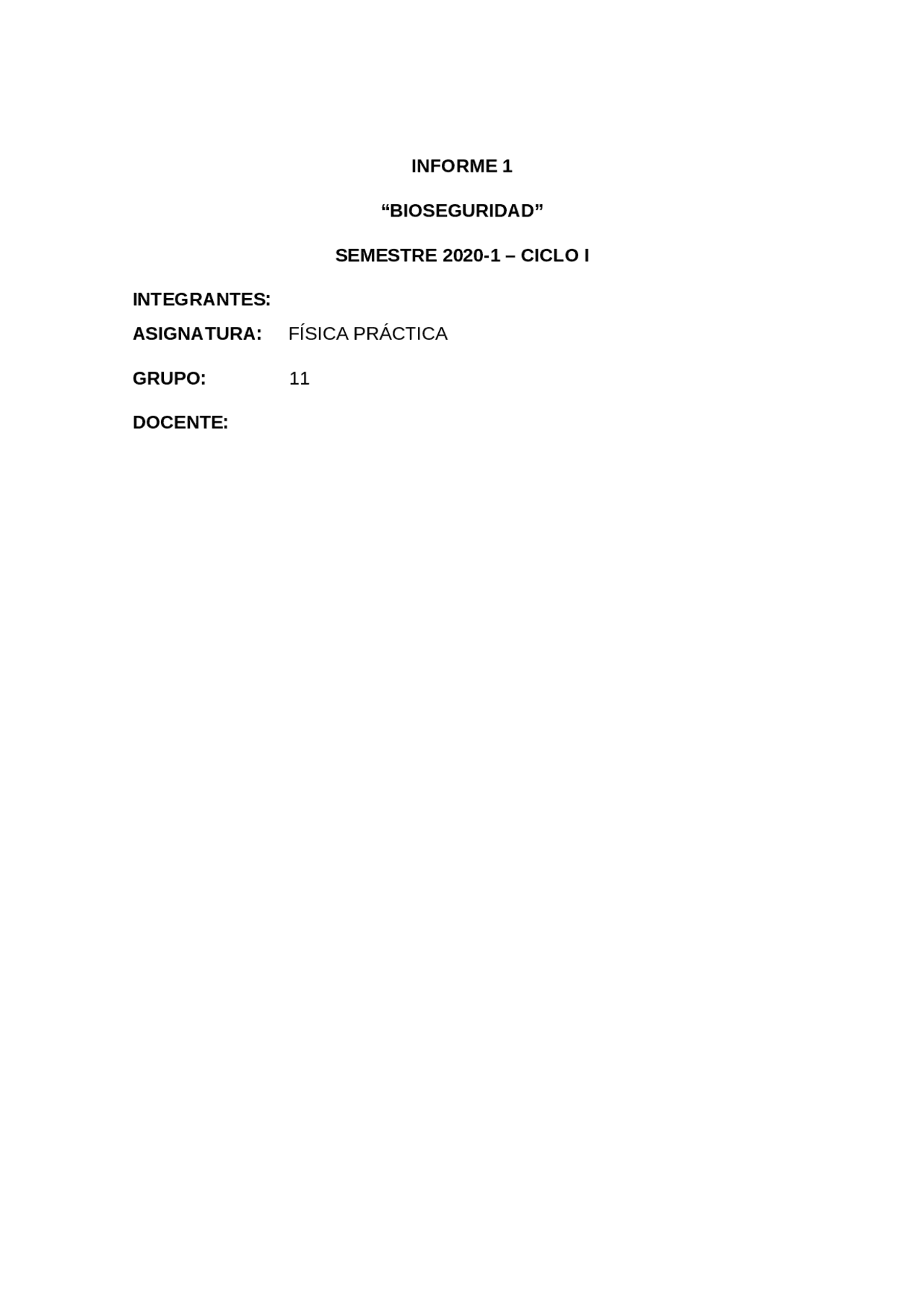 Bioseguridad Informe Practica 1 Docsity