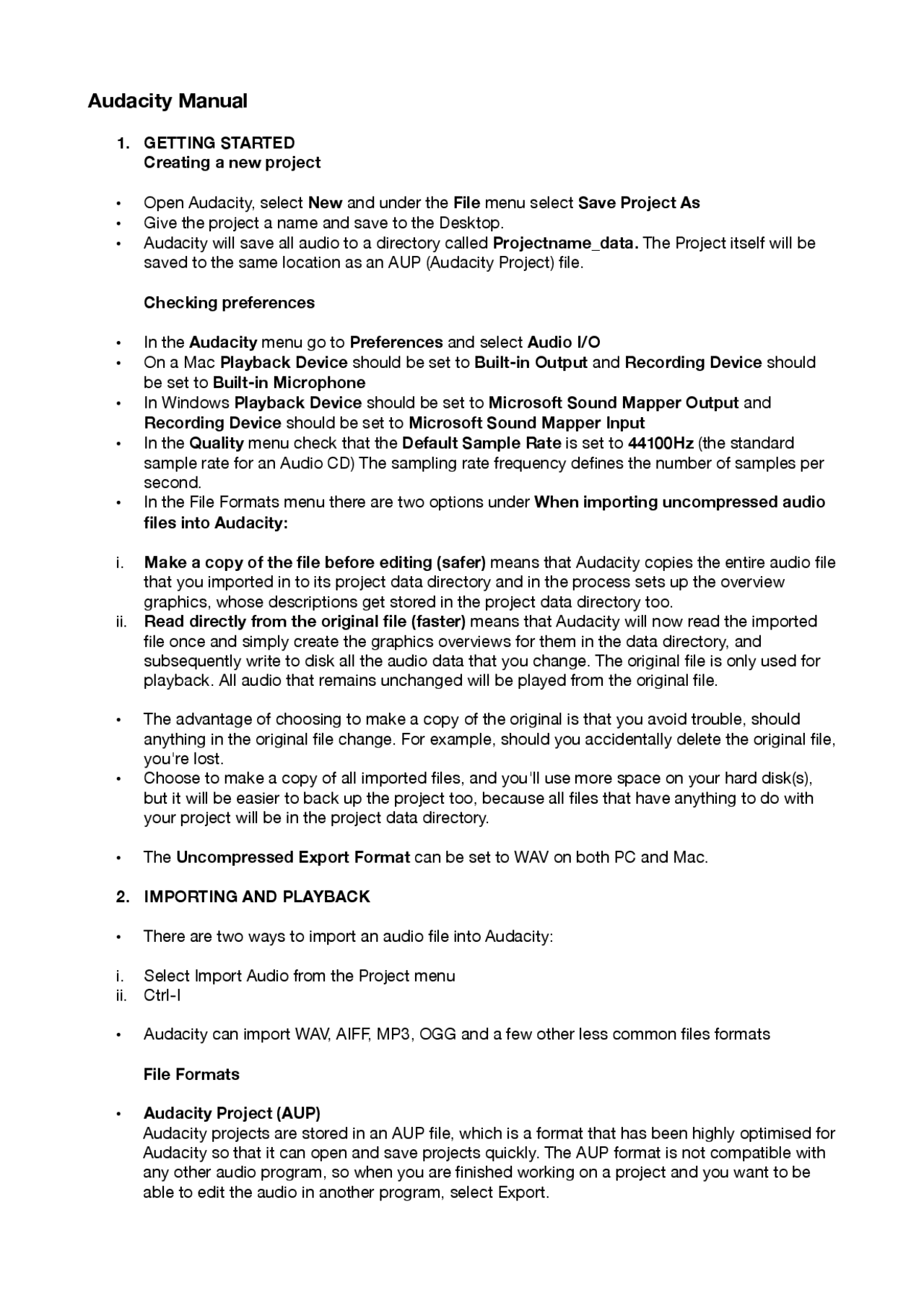 Audacity-manual. rpdf - Docsity