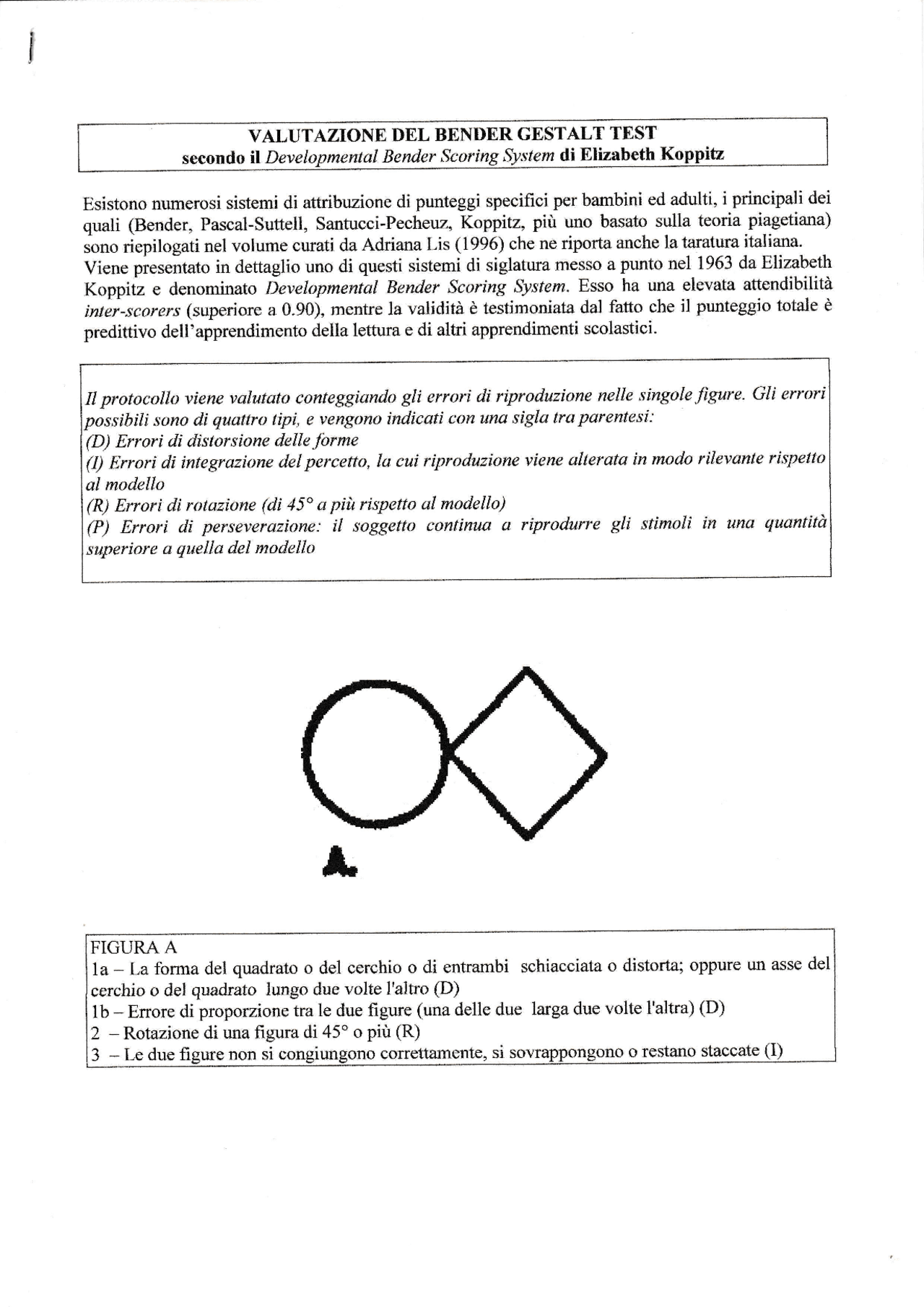 Bender test parte 1 psicologia - Docsity