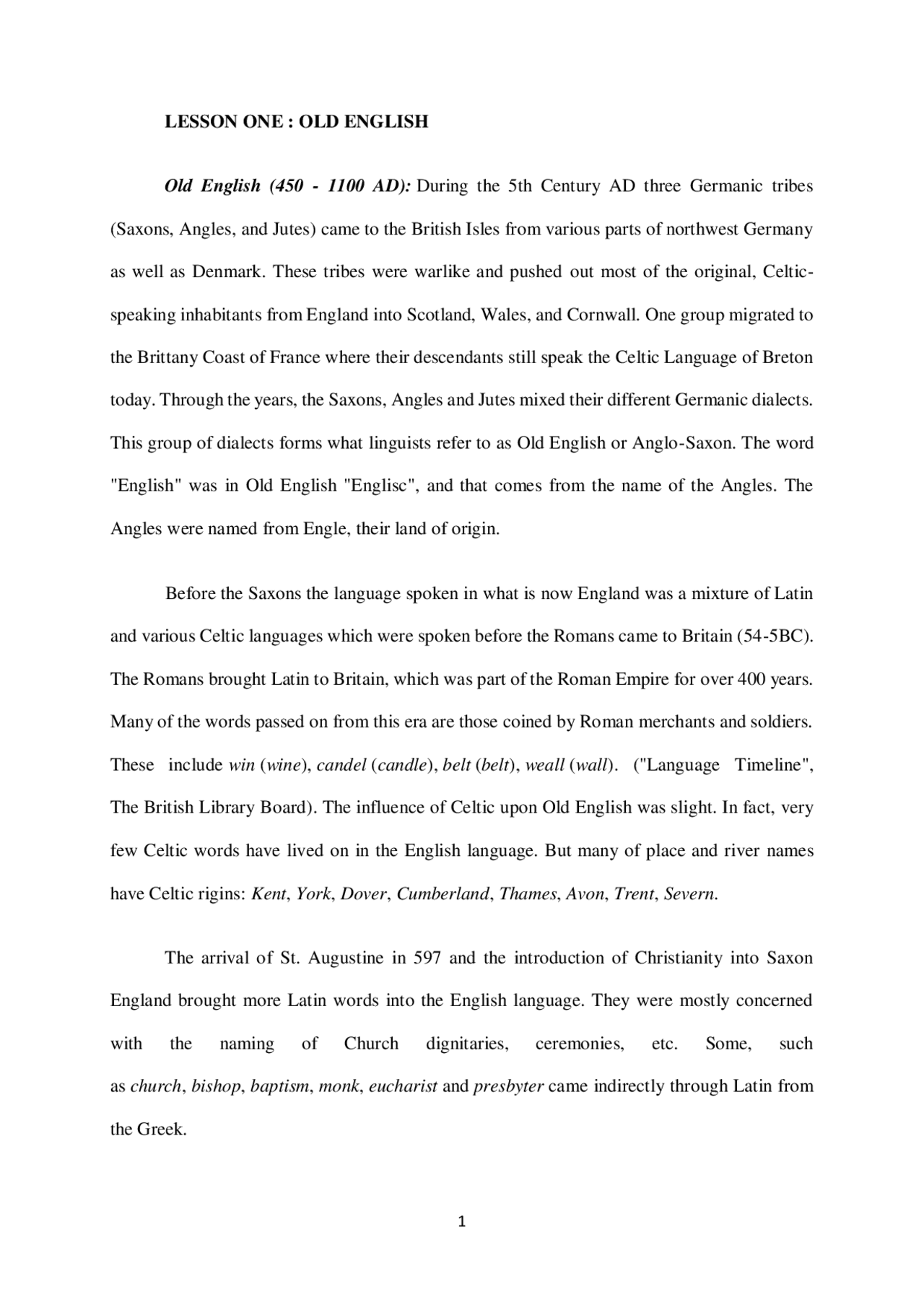 Linguistics Lessons Part One And Two Docsity