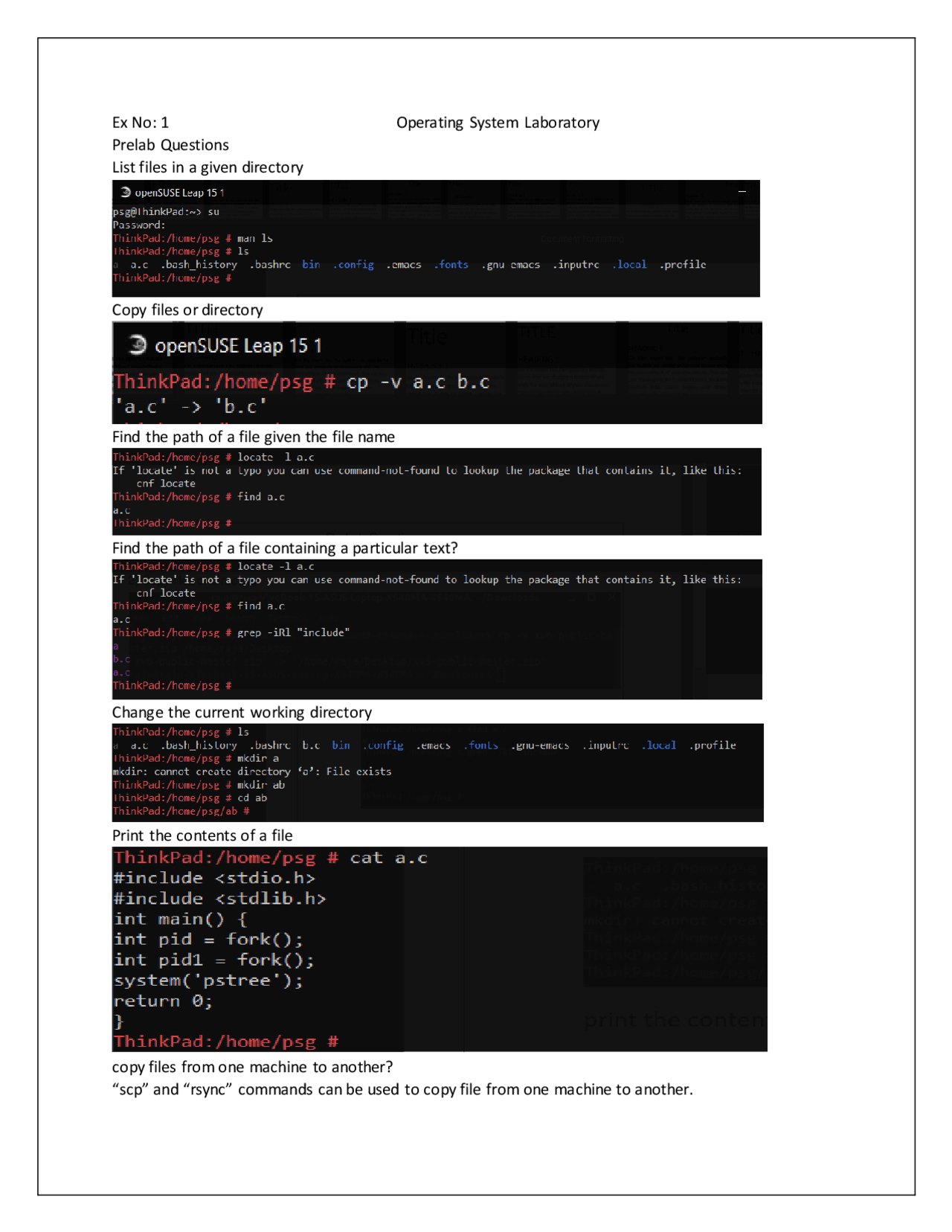 Operating System Lab Exercise Docsity