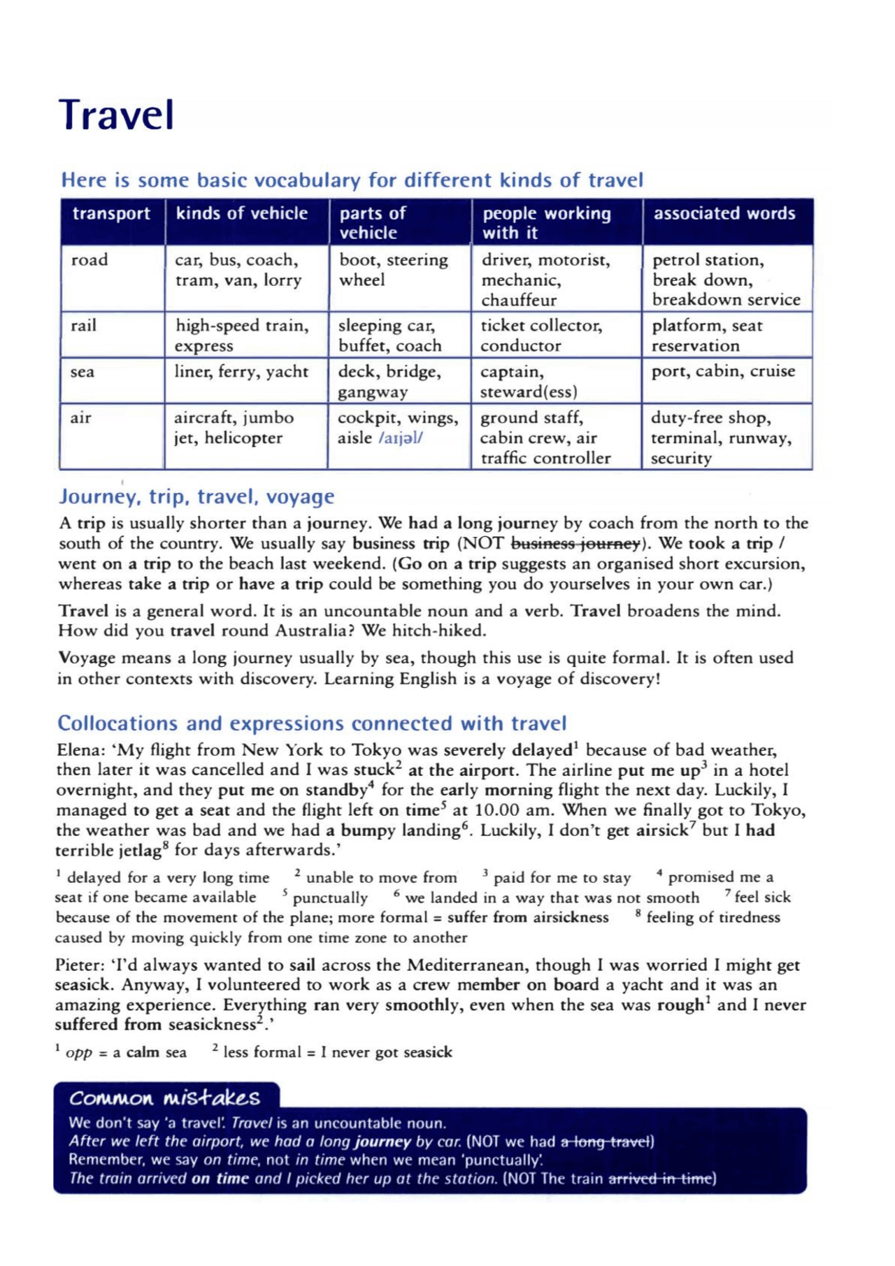 Collocations.Travelling | Exercises English Language | Docsity