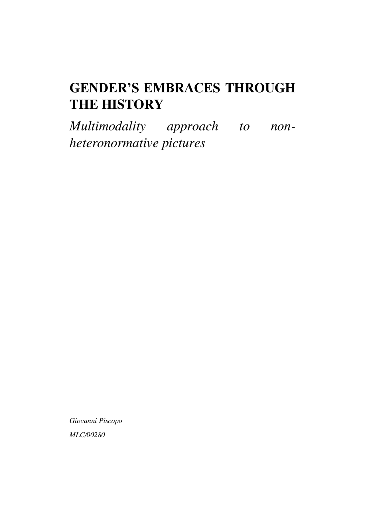 GENDER’S EMBRACES THROUGH THE HISTORY Multimodality approach to non ...