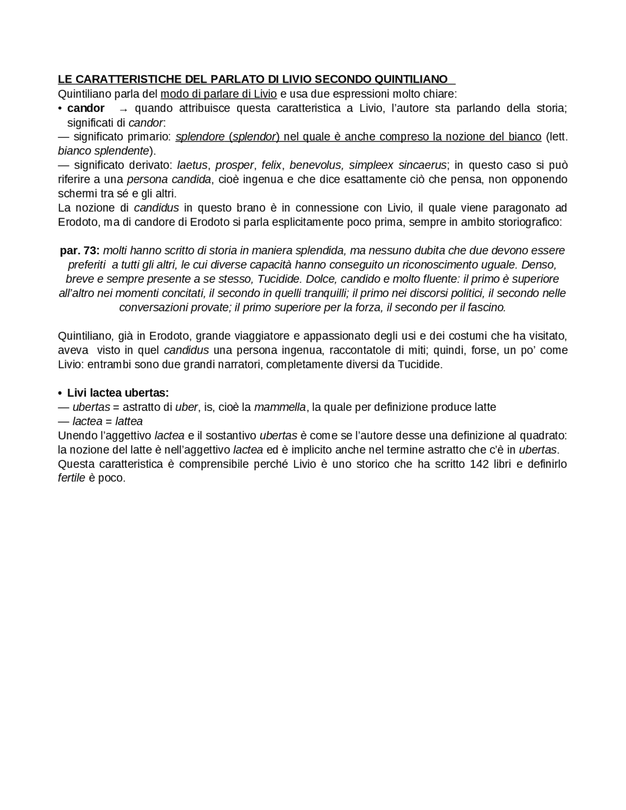 Stile Di Tito Livio Docsity
