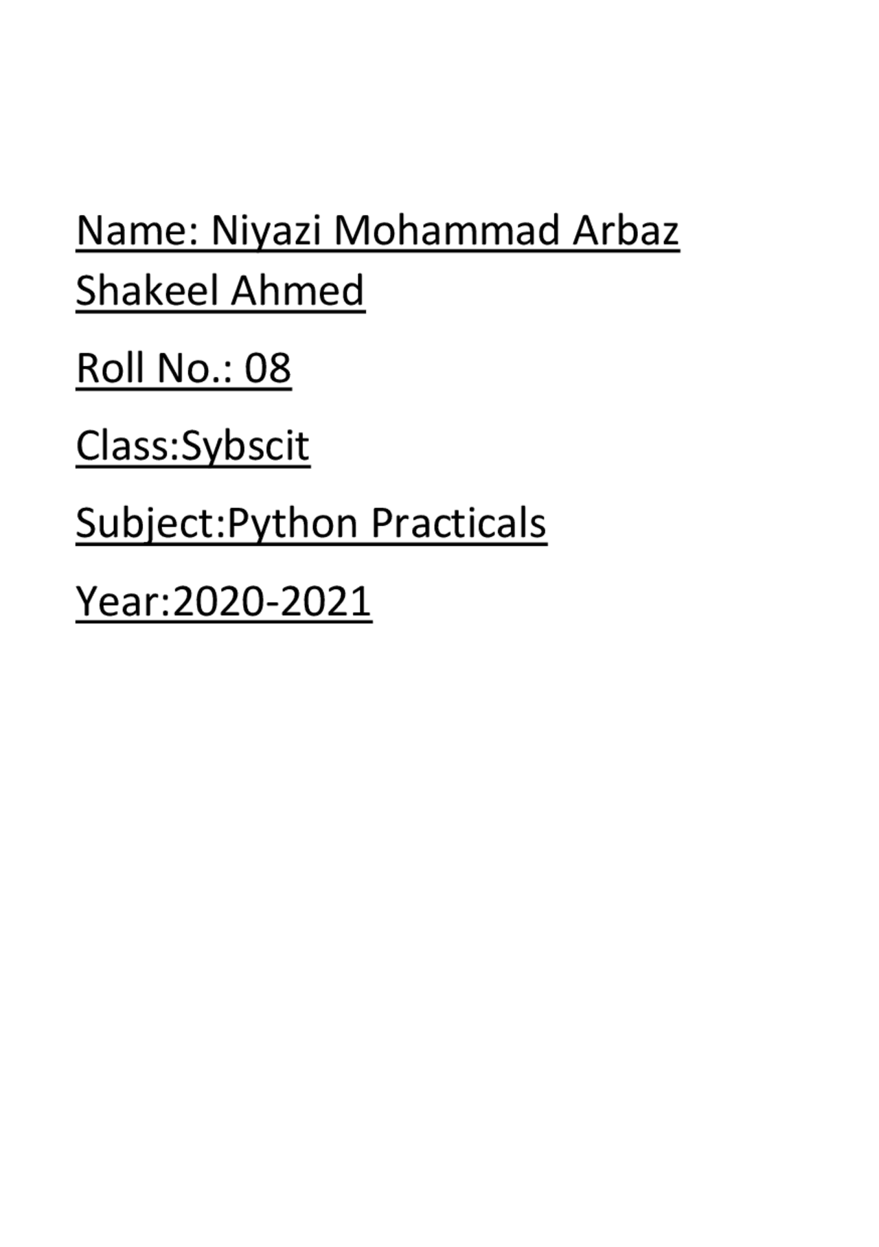 Bscit sem 3 python practical - Docsity