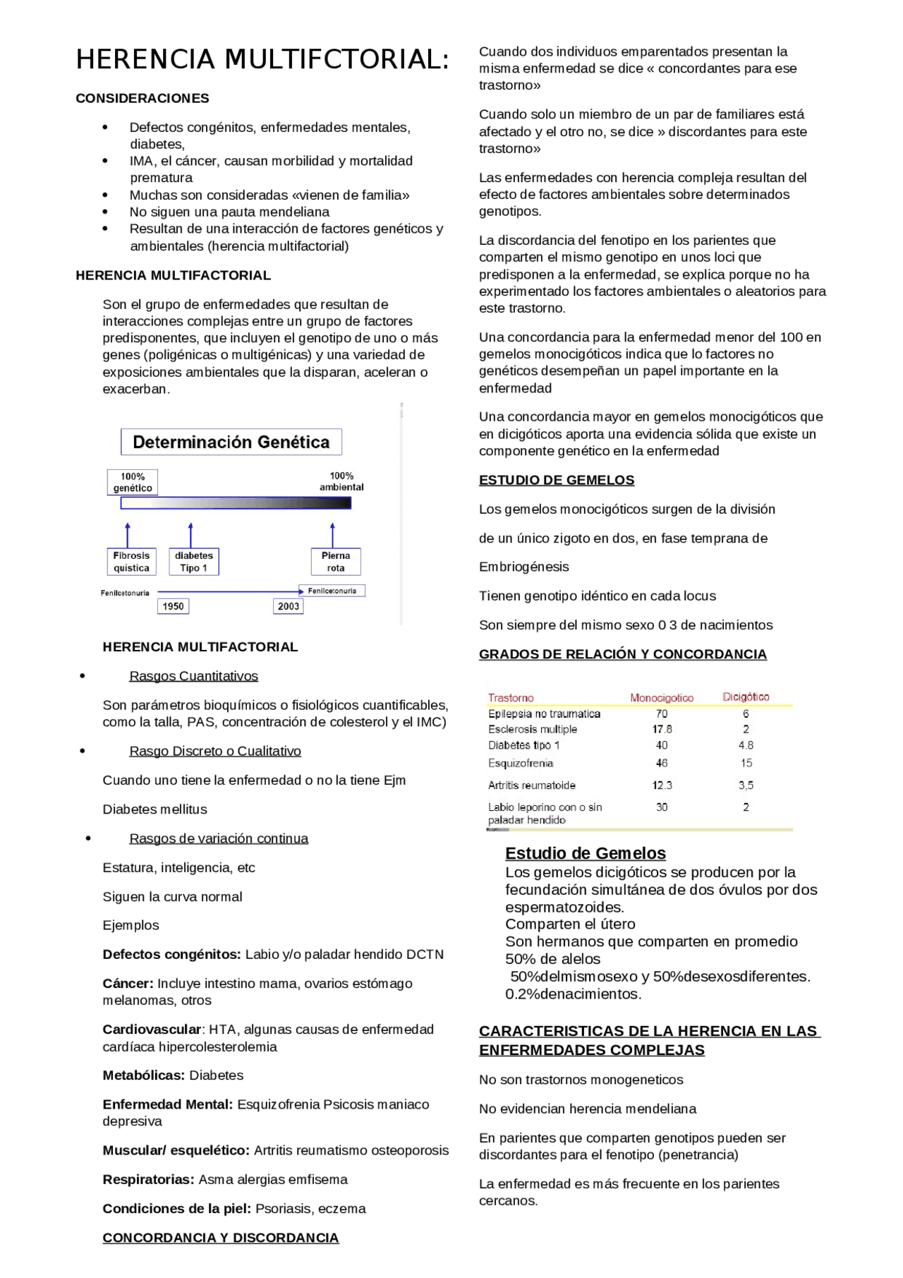 Herencia multifactorial - Docsity