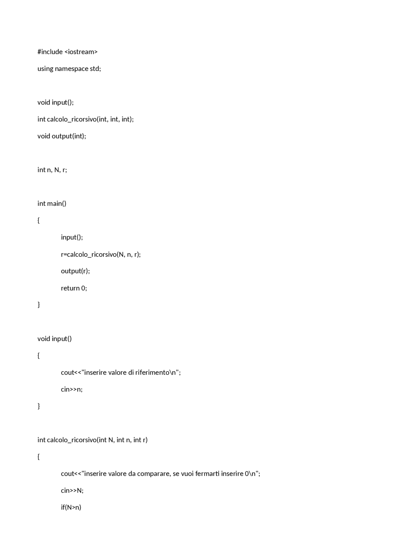 Calcolo Maggiorericorsivoc Docsity