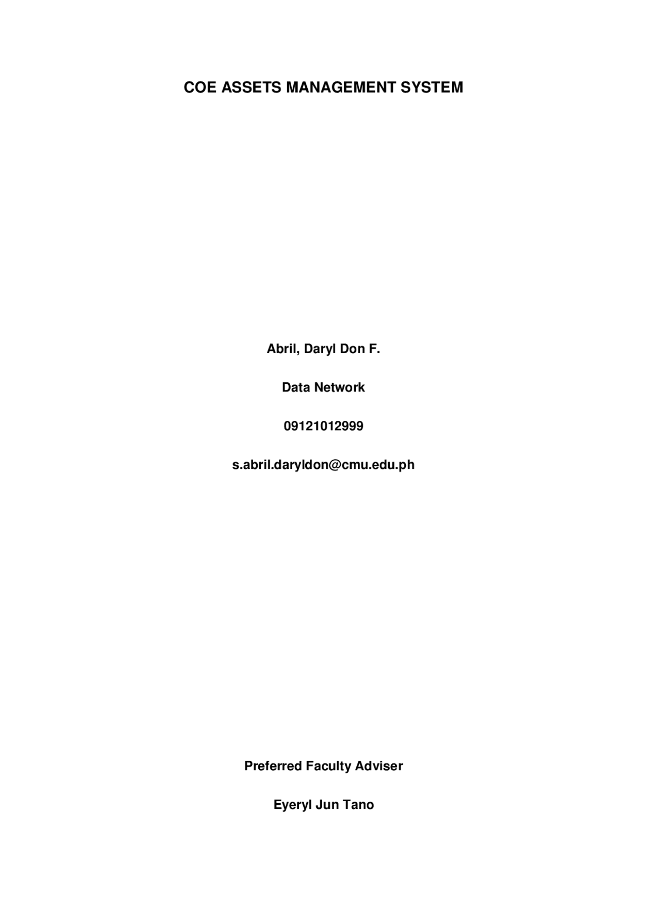 Assets Management System Concept - Docsity