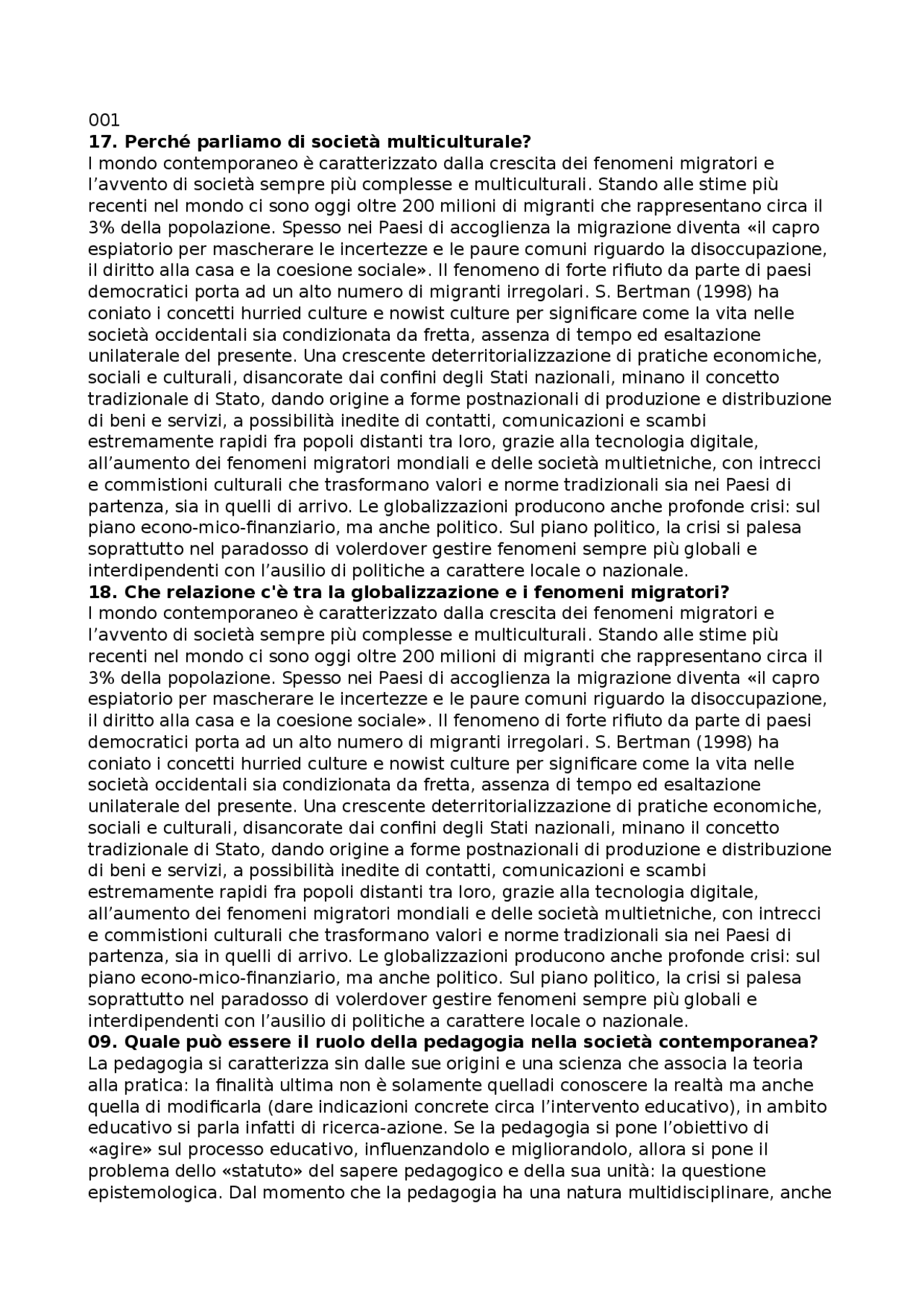 Risposte Aperte Ecampus 2021 Pedagogia Interculturale Scienze Dell