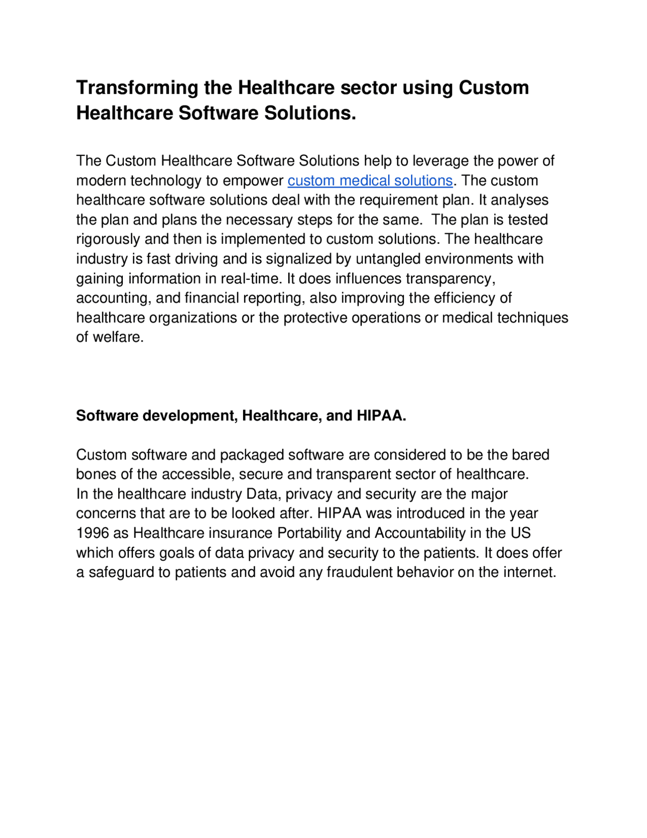 Custom Healthcare Software Solutions: Transforming the Healthcare ...