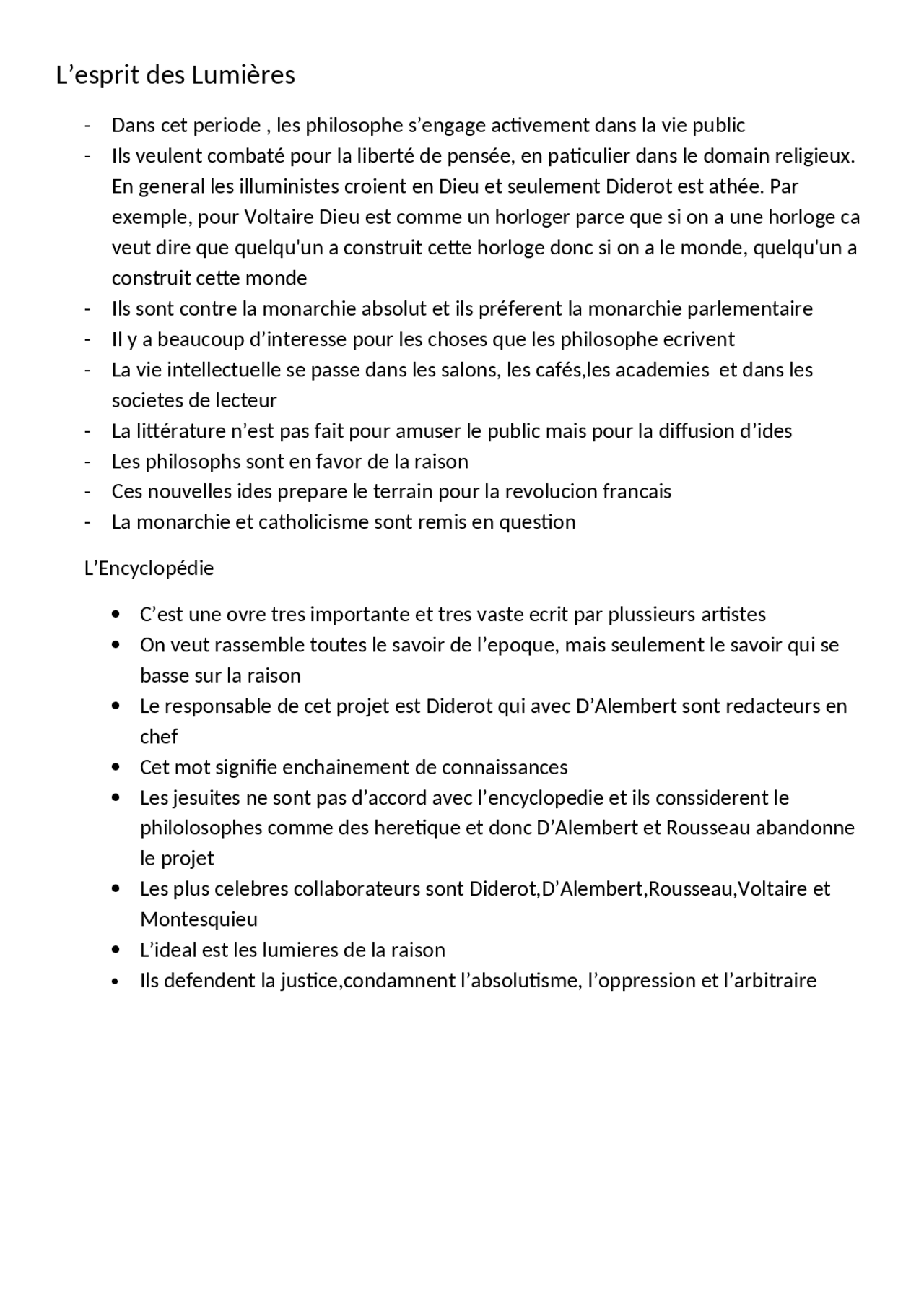 L Spirit Des Lumières Appunti Di Francese Docsity