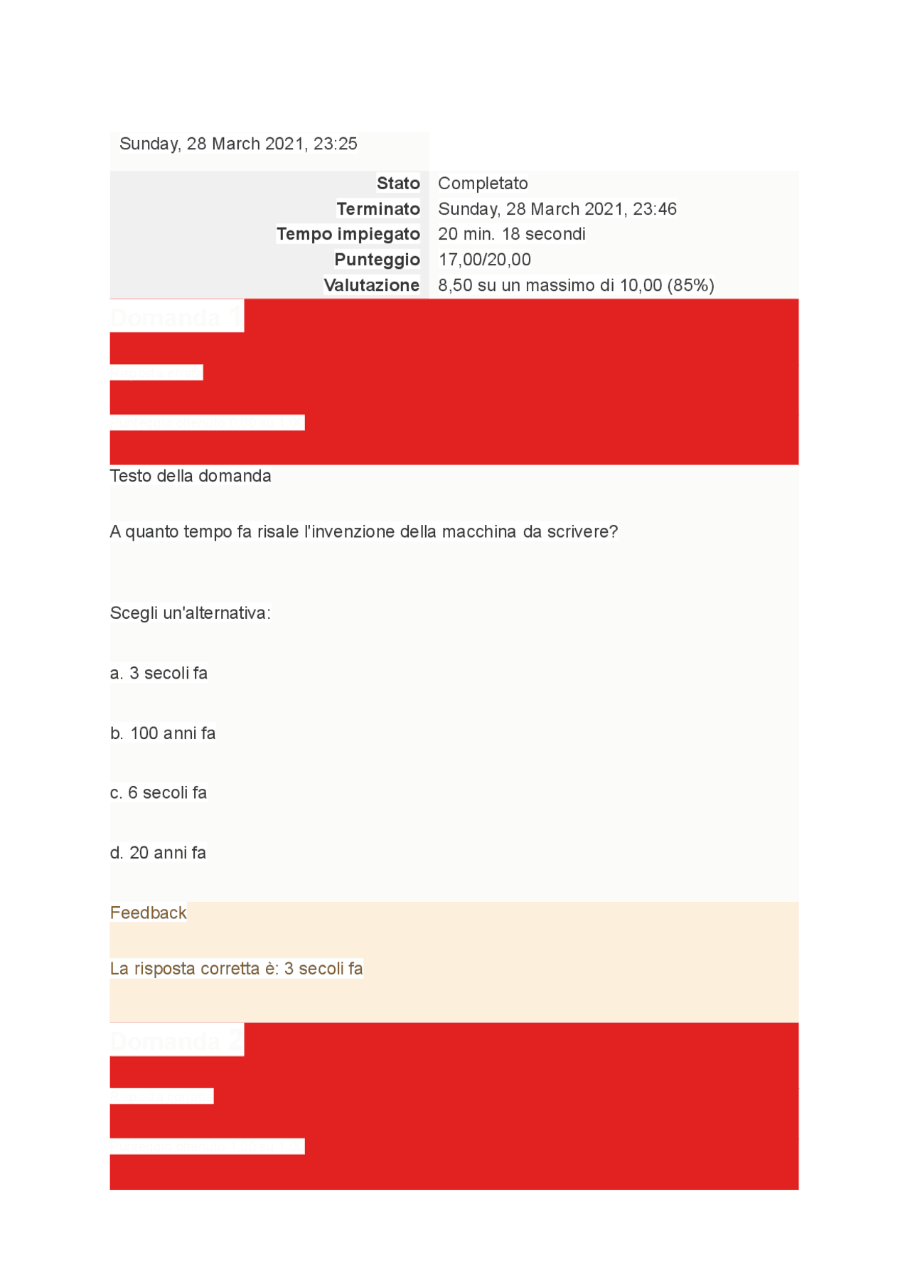 Dattilografia esercitazione con risposte - Docsity