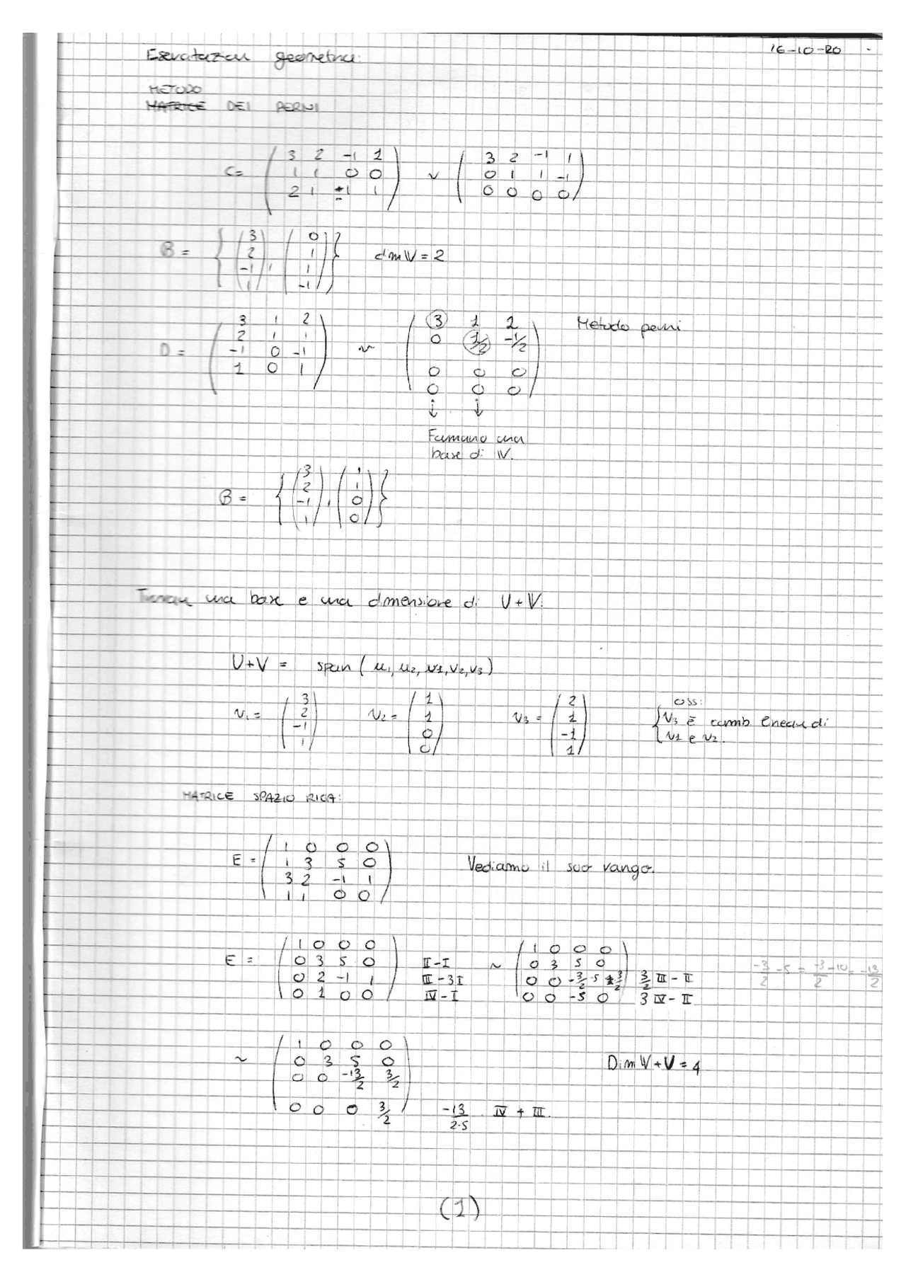 Esercitazioni GAL (Geometria e Algebra Lineare) del professor Zanotti ...
