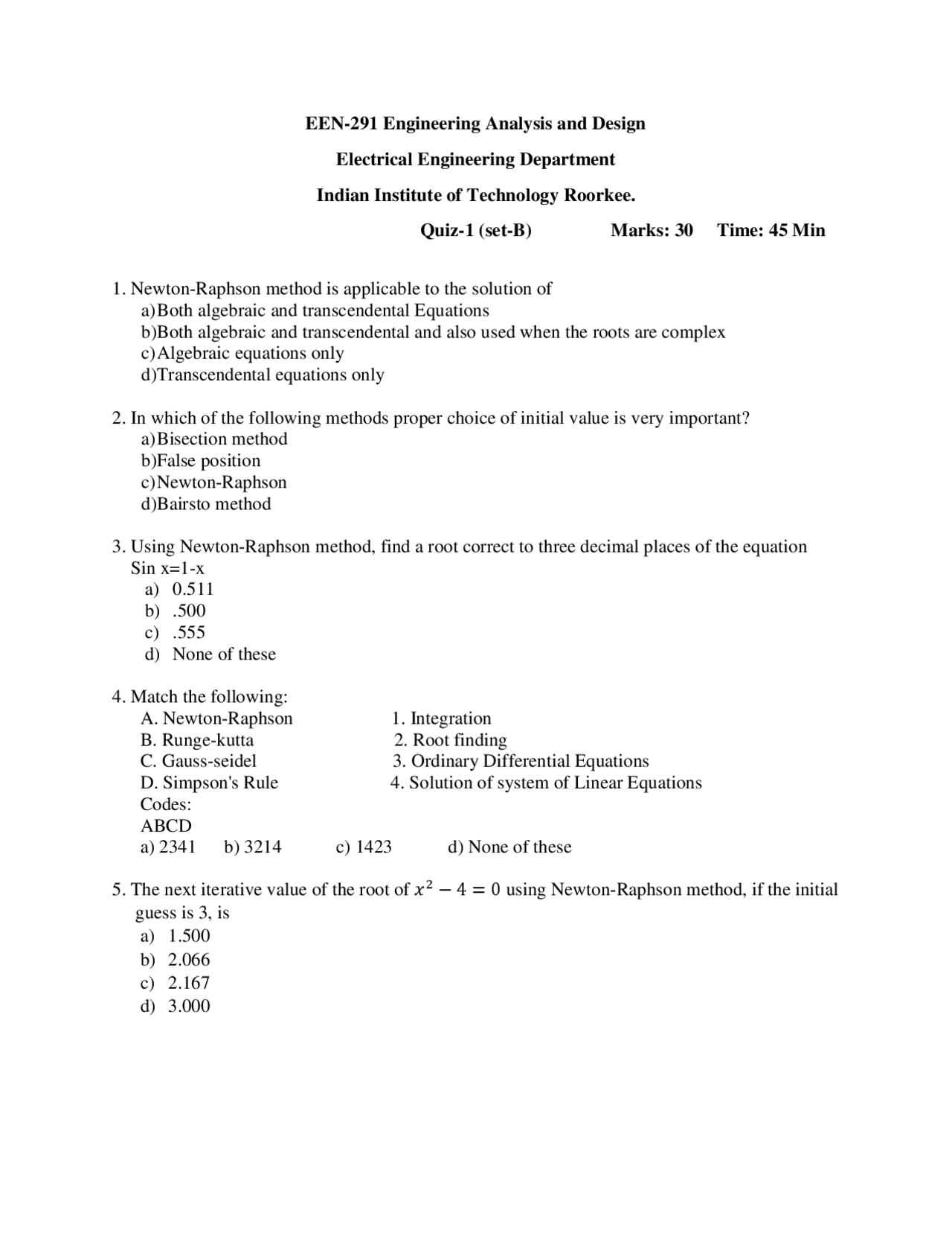 EENCOURSE of our university quiz - Docsity